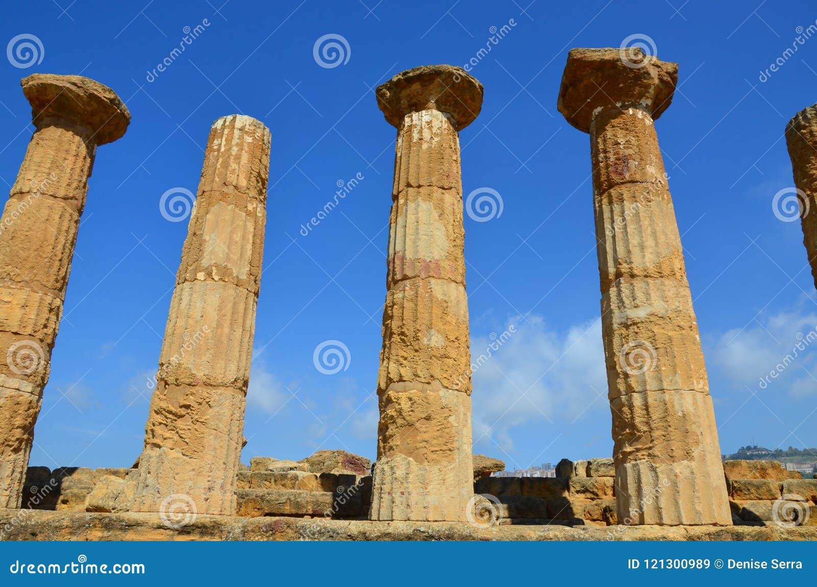 Hercules Temple Ancient Columns, Italy, Sicily, Agrigento Stock Image ...