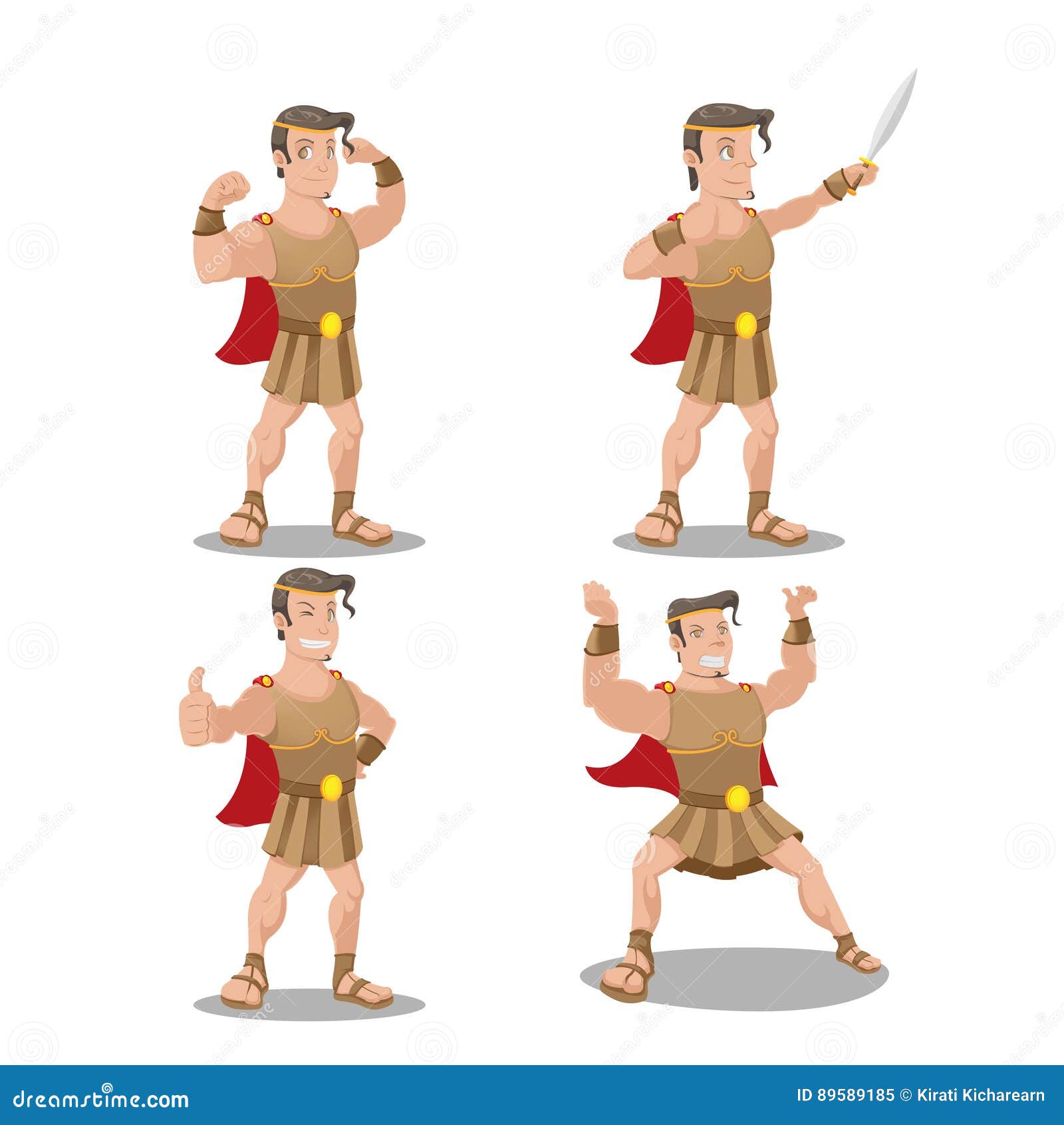 Hercures God Hero Cartoon Character Vector Royalty-Free Stock ...