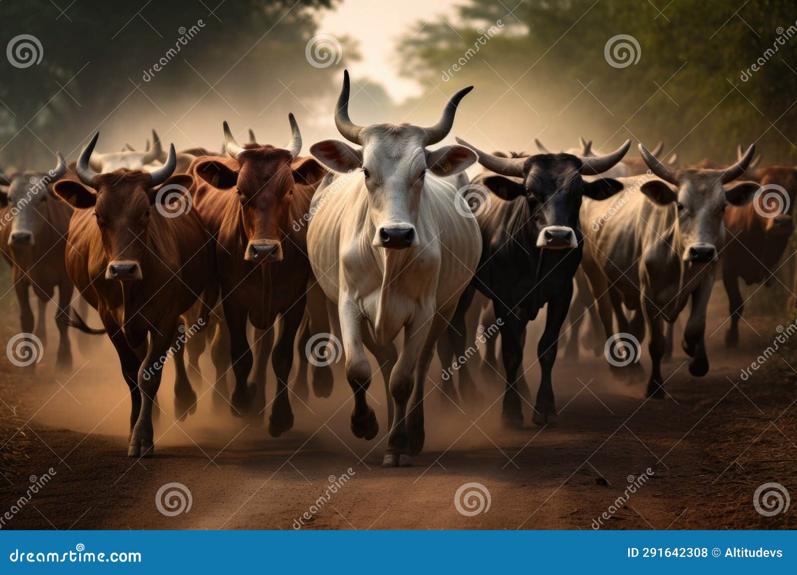 A Herd of Cows Following a Lead Bull Stock Photo - Image of livestock ...