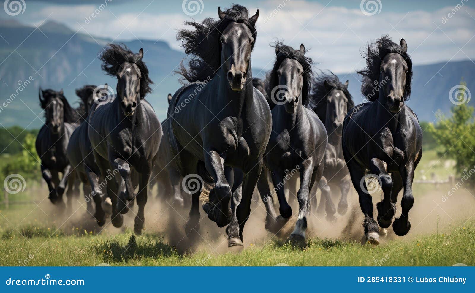 Galloping Friesian Horse Stock Photography | CartoonDealer.com #284881676