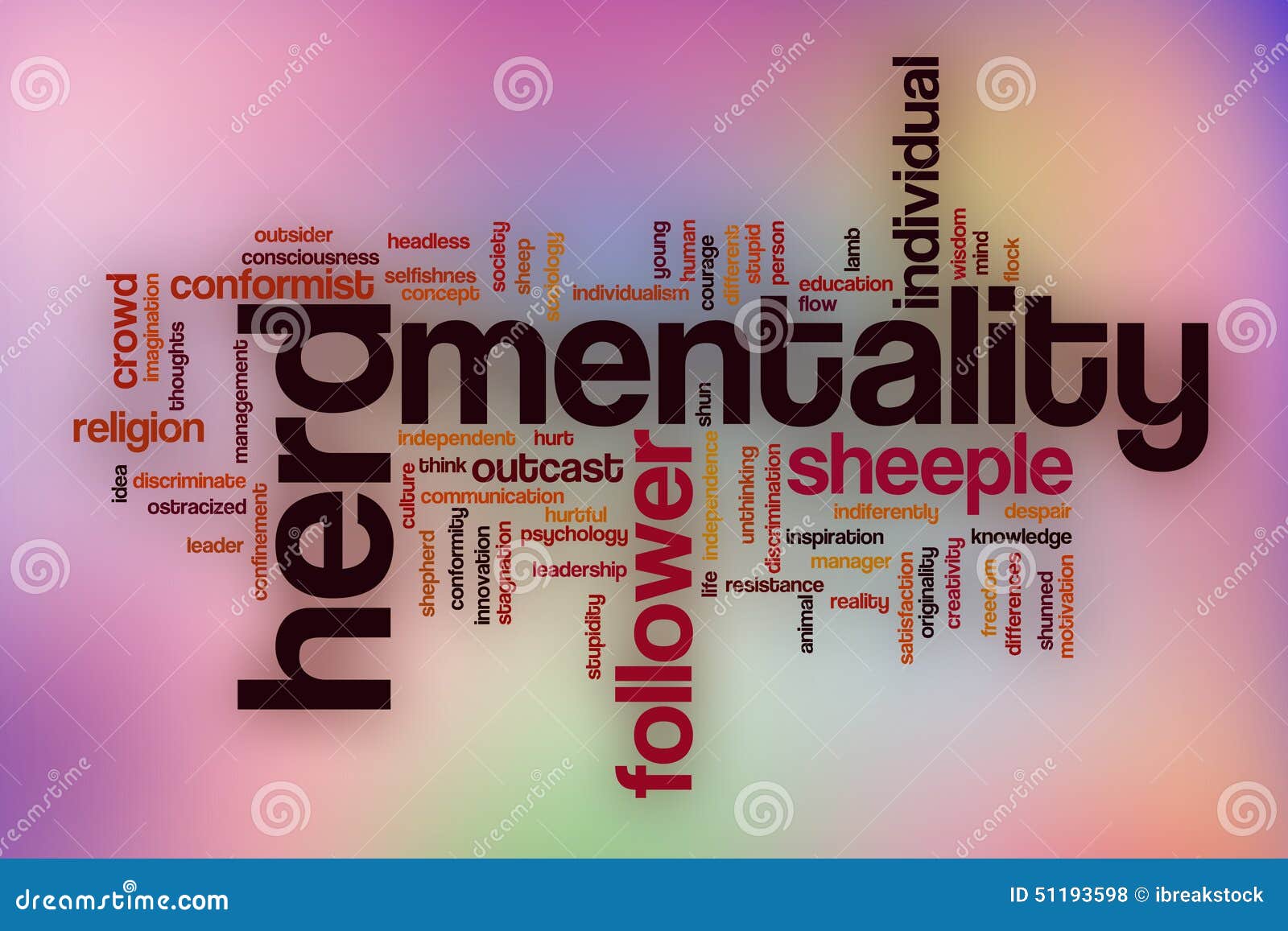 Herd Mentality Word Cloud with Abstract Background Stock Illustration ...