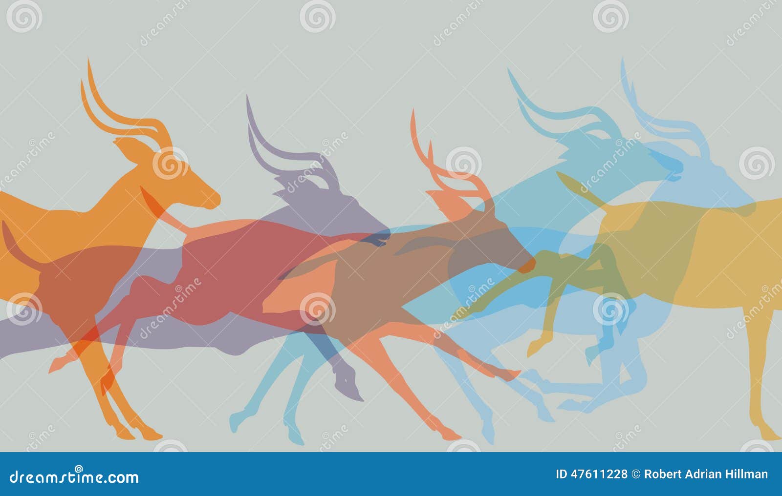 Running Antelope,vector Illustration , Black Silhouette ,profile ...