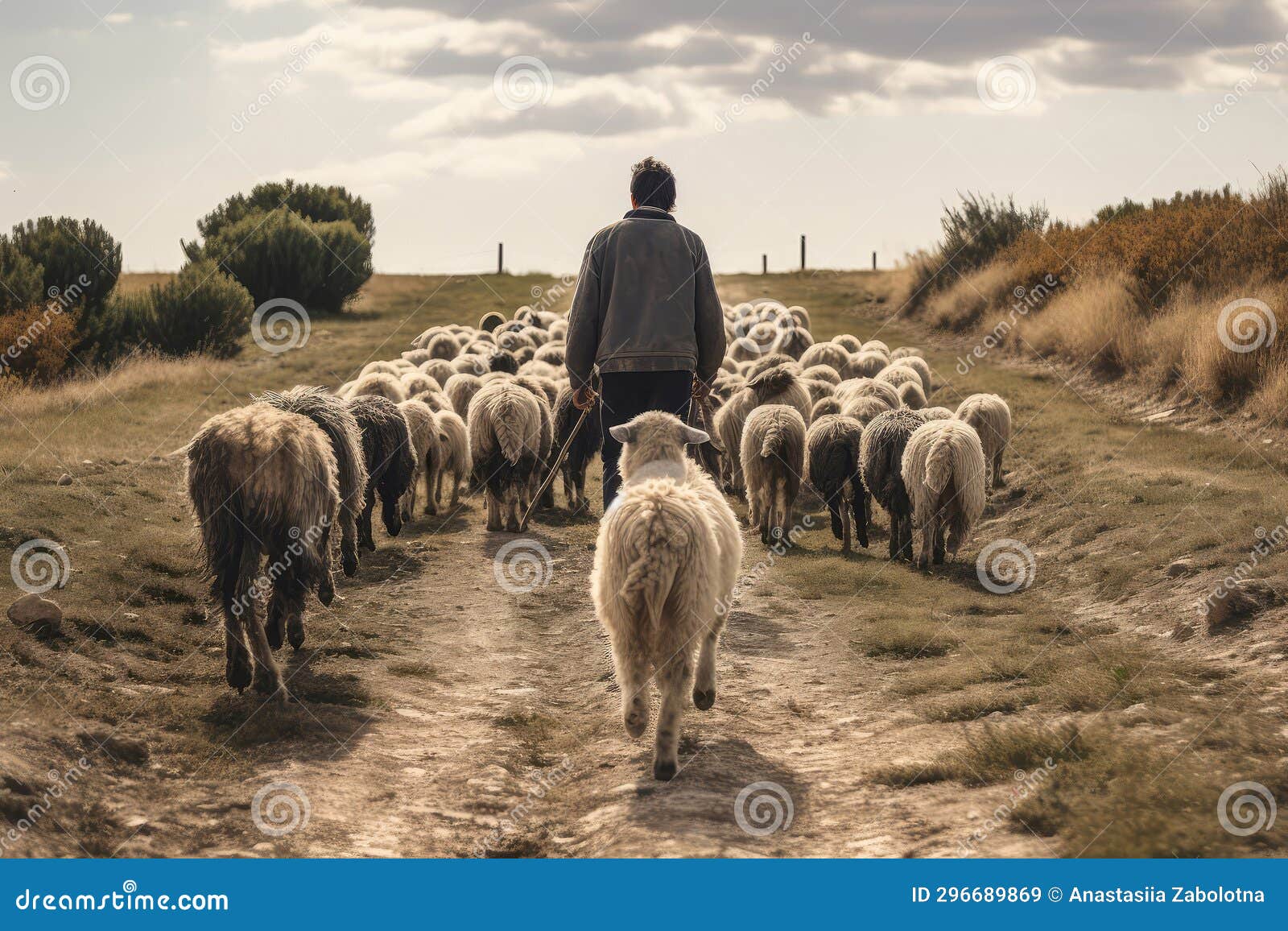 Boy Is Being A Fat Sheep Herder Vector Illustration | CartoonDealer.com ...