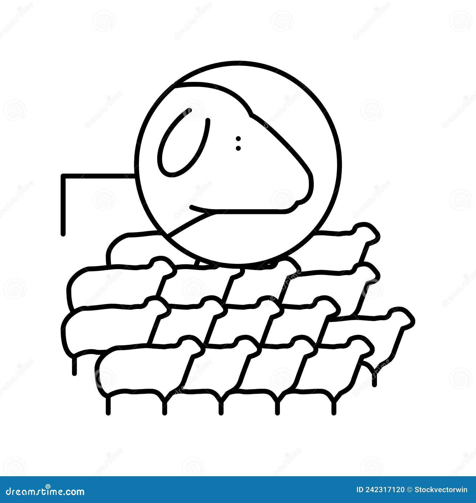 Herd Sheep Line Icon Vector Illustration Stock Vector Illustration Of Black Vector 242317120