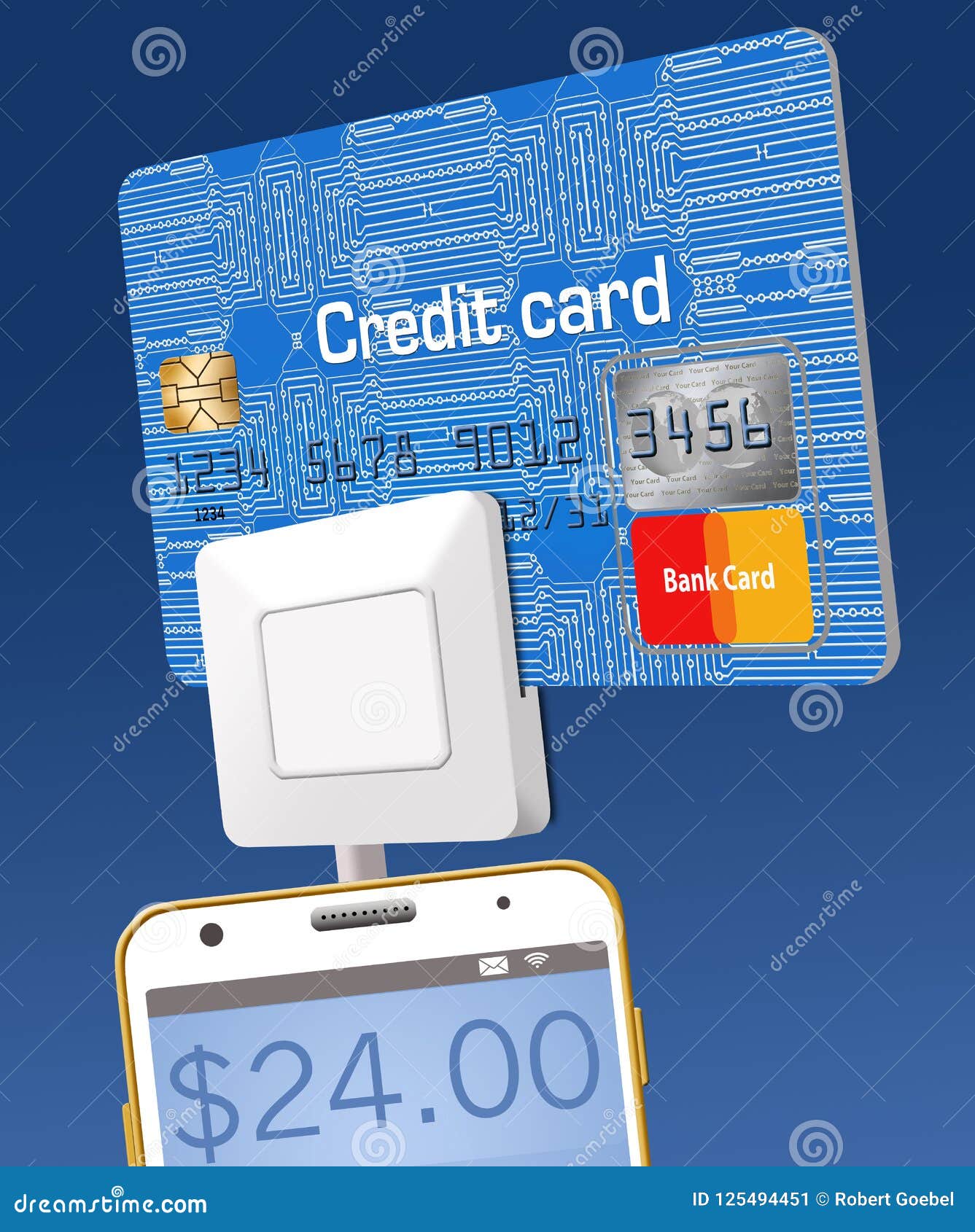 Here is a Cell Phone Credit Card Reader. Stock Illustration ...