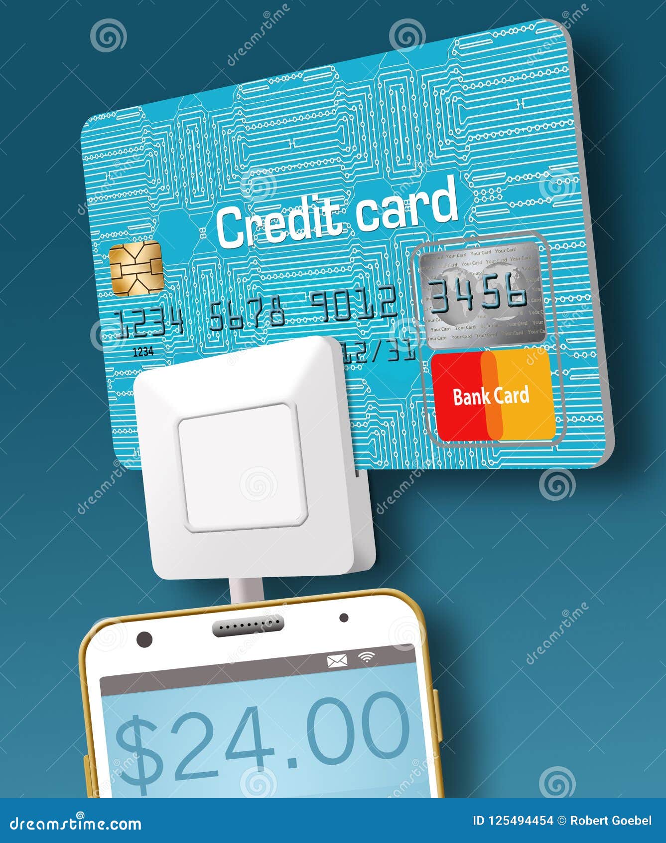 Here is a Cell Phone Credit Card Reader. Stock Illustration ...