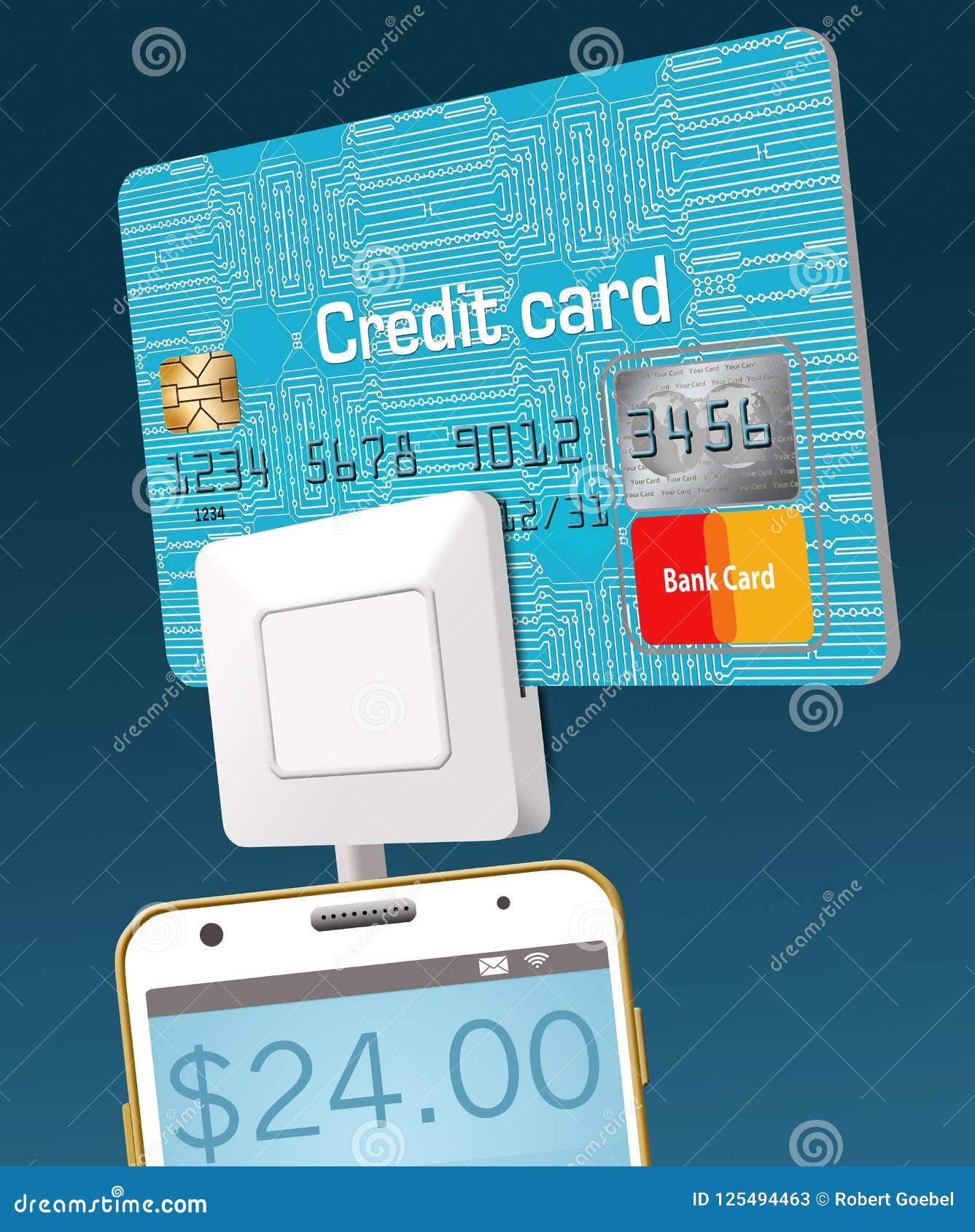 Here is a Cell Phone Credit Card Reader. Stock Illustration ...