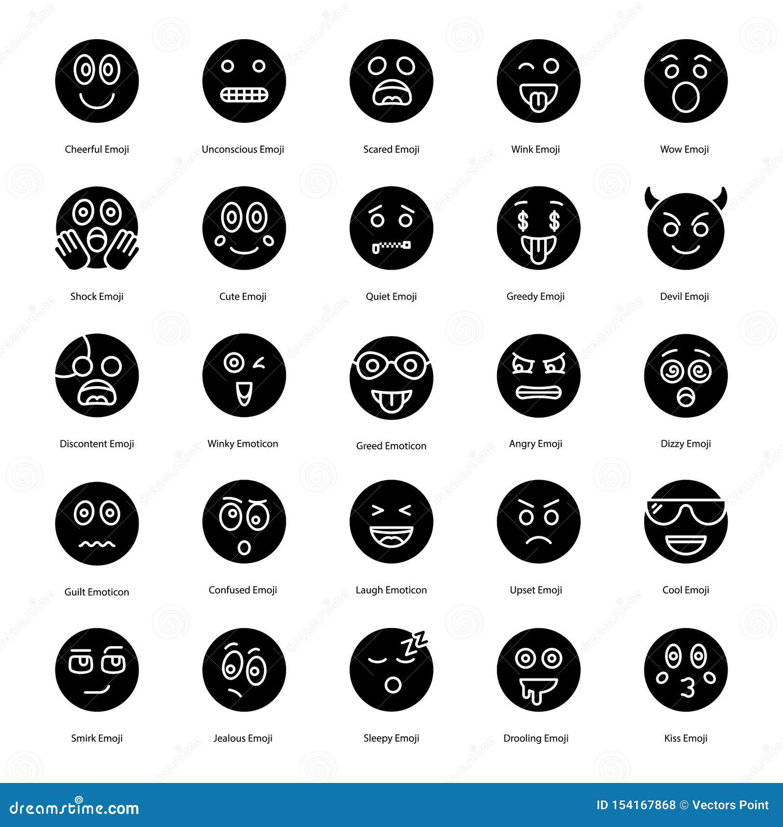 Emoticons Icons Collection stock vector. Illustration of face - 154167868
