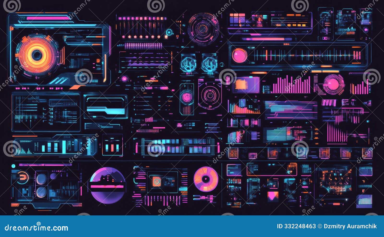 Here is a Collection of HUD Frames Displaying Futuristic Modern User ...