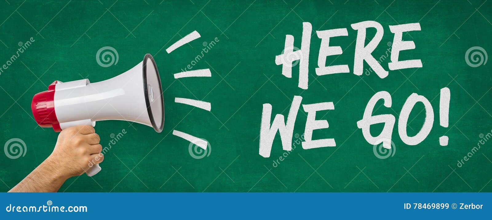 Here we go stock image. Image of chalkboard, loudspeaker - 78469899