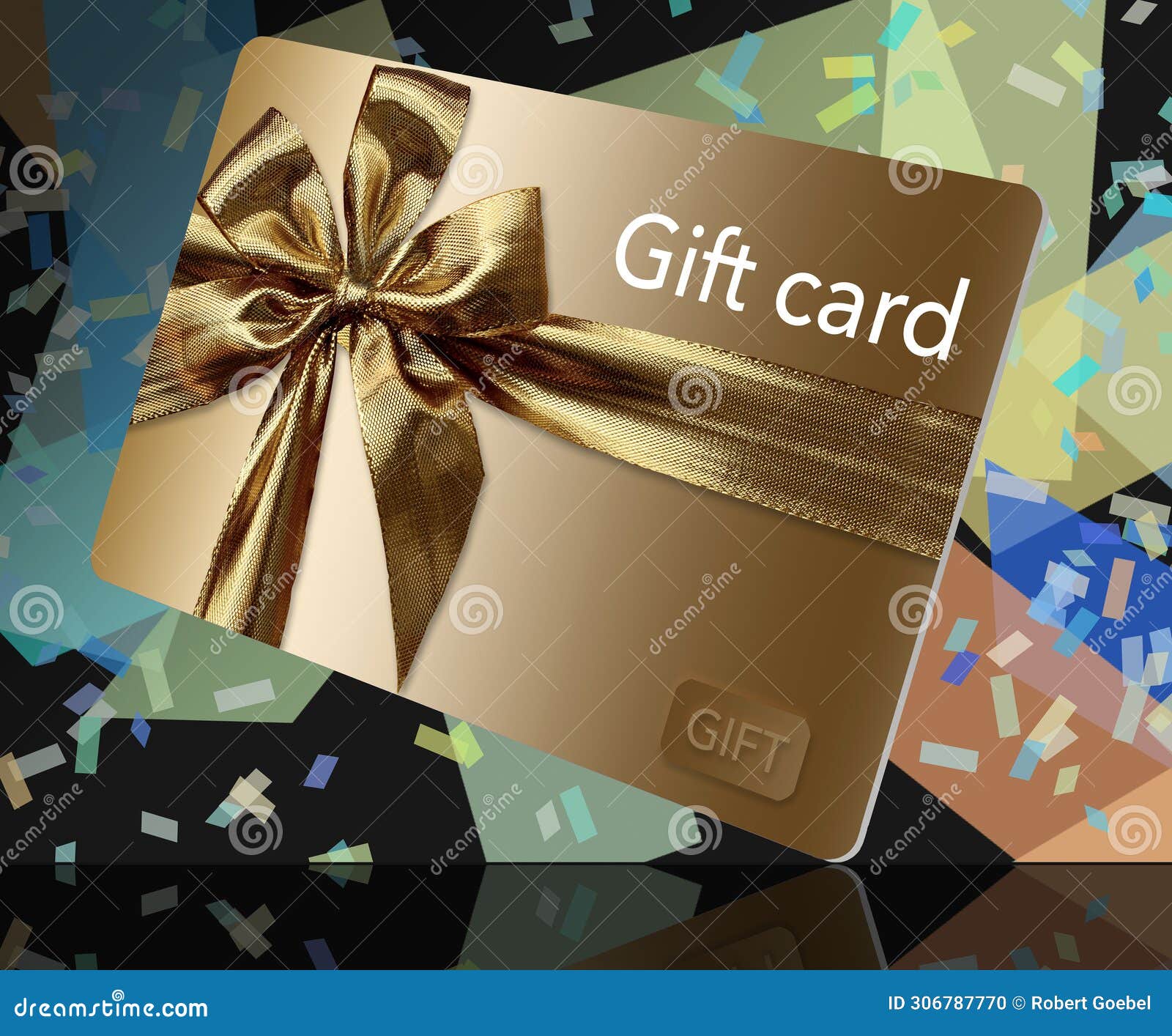Here is a Gold Gift Card with a Ribbon and Bow Stock Illustration ...