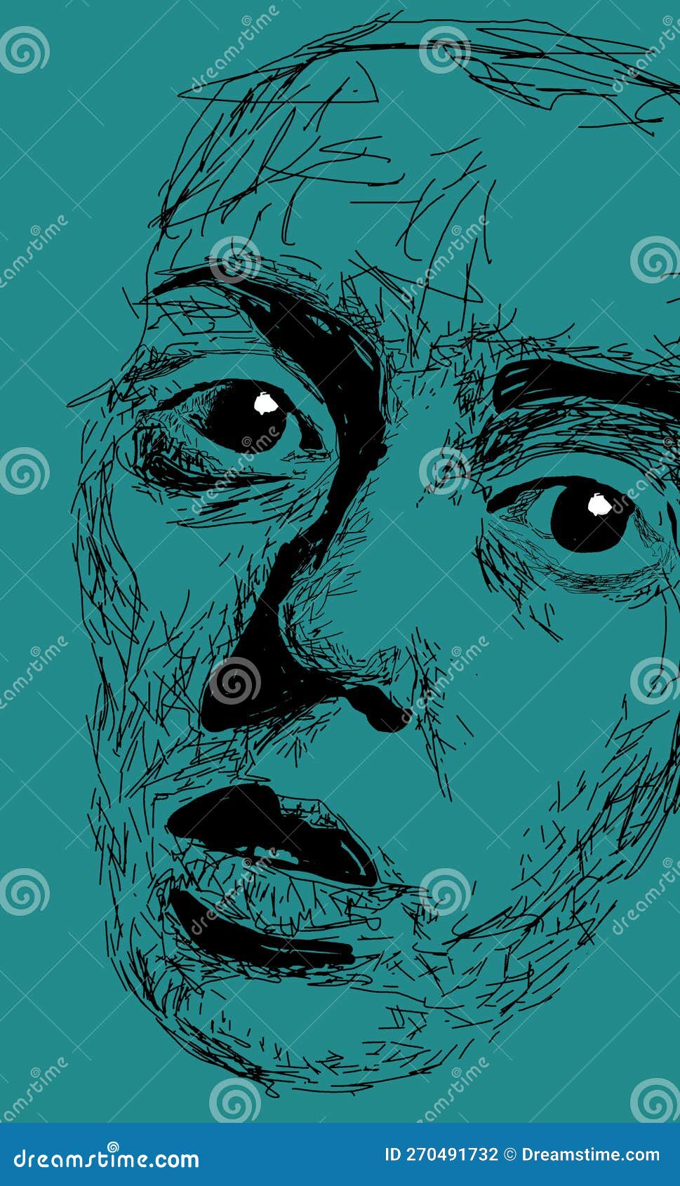 Here is a Hand Drawn Young Manâ€™s Face with a Distraught, Distressed ...