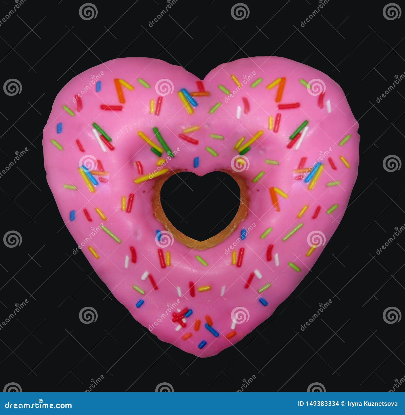 Heart Shaped Donut on Black Stock Photo - Image of love, lifestyle ...
