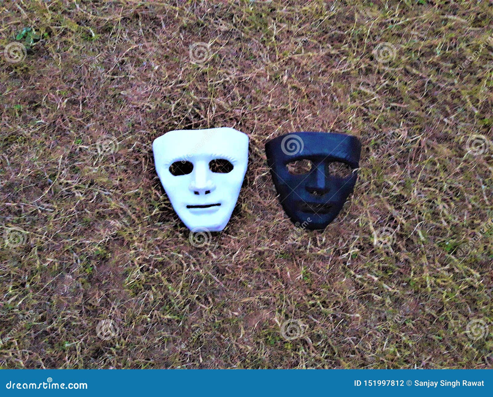 A Human Face Masks on the Ground Stock Photo - Image of buildings ...