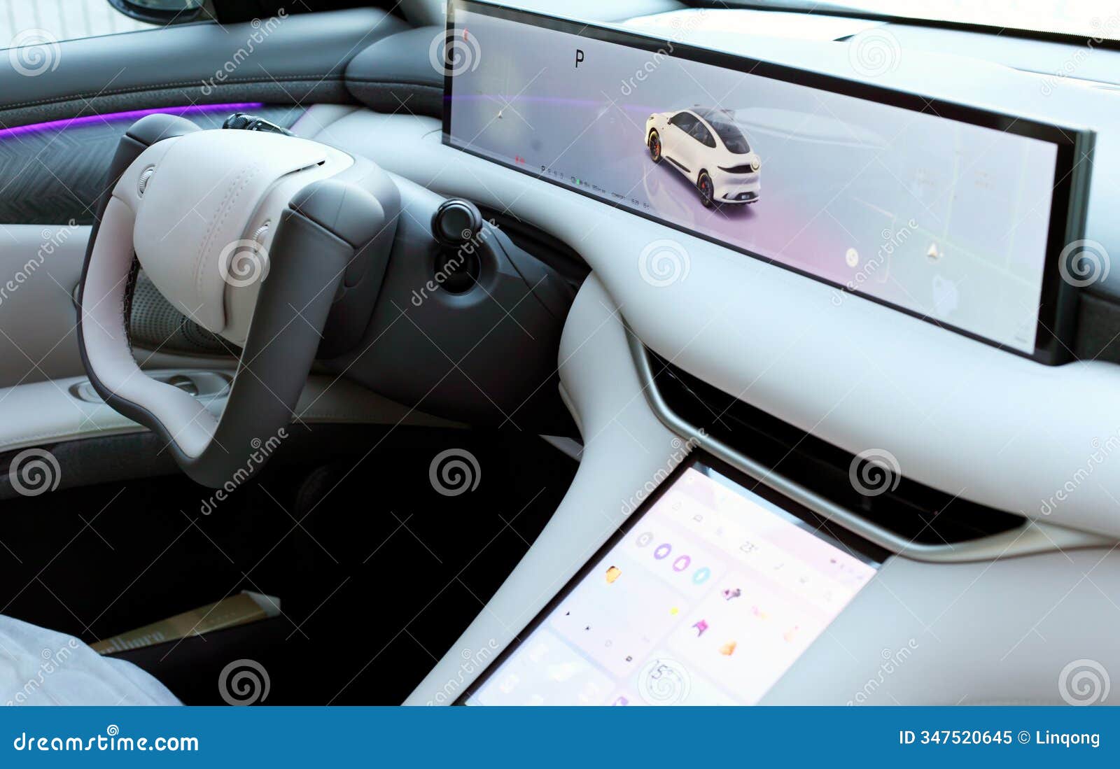 Full-frame Digital Cockpit of Electric Car. Editorial Image - Image of ...