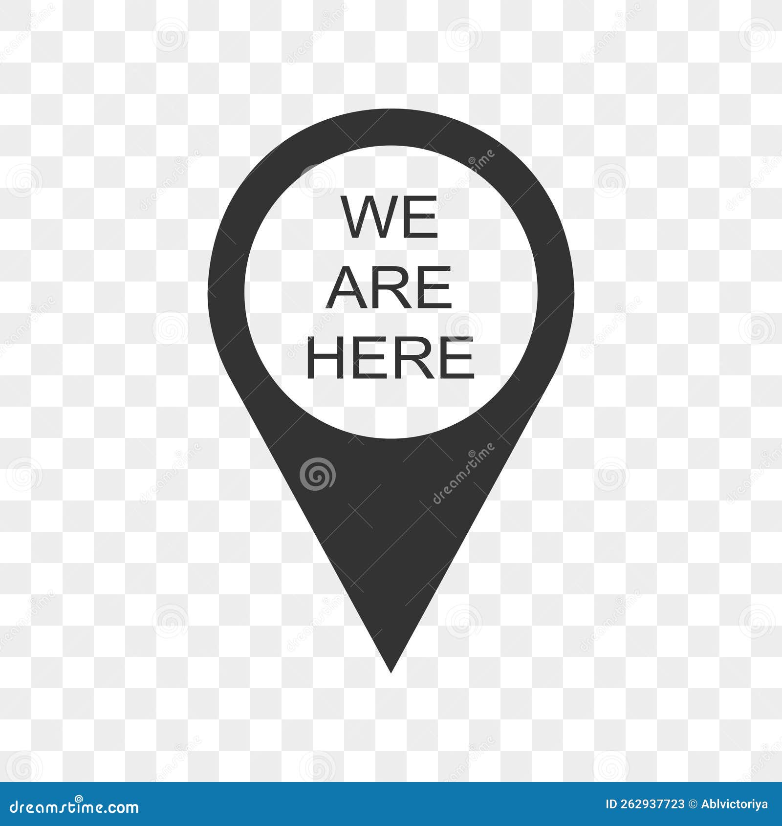 We are Here Map Pin Icon Isolated on Transparent Background. Speech ...