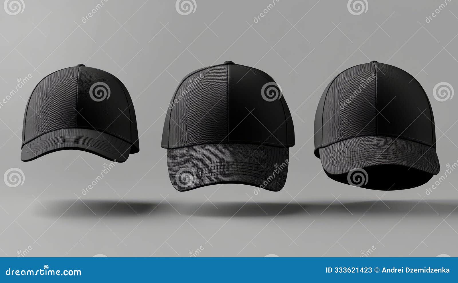 Here is a Mockup of a Black Baseball Cap from Four Different Angles ...