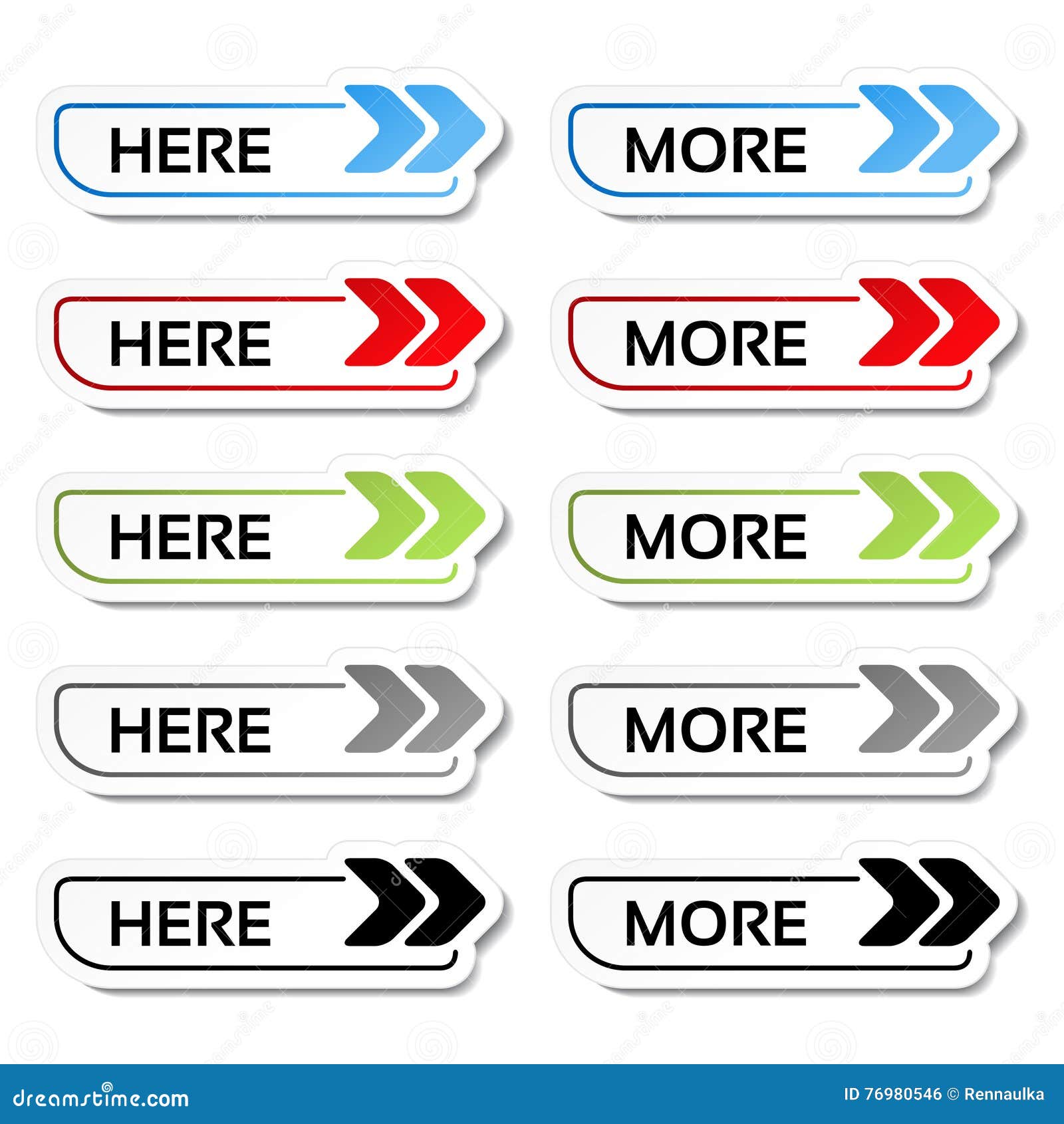 Here, More Buttons with Arrows - Labels, Stickers on the White ...