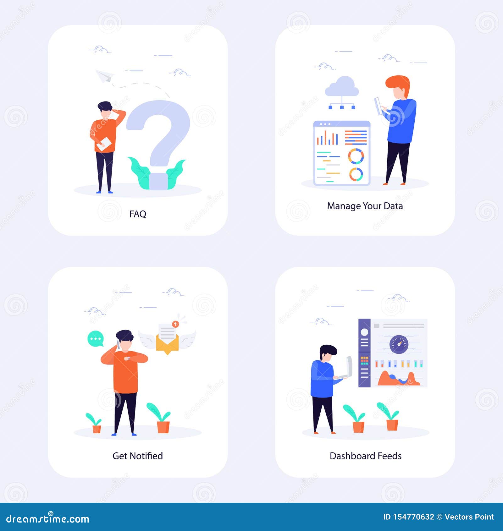 Flat Vector Onboarding Illustration Stock Vector - Illustration of ...