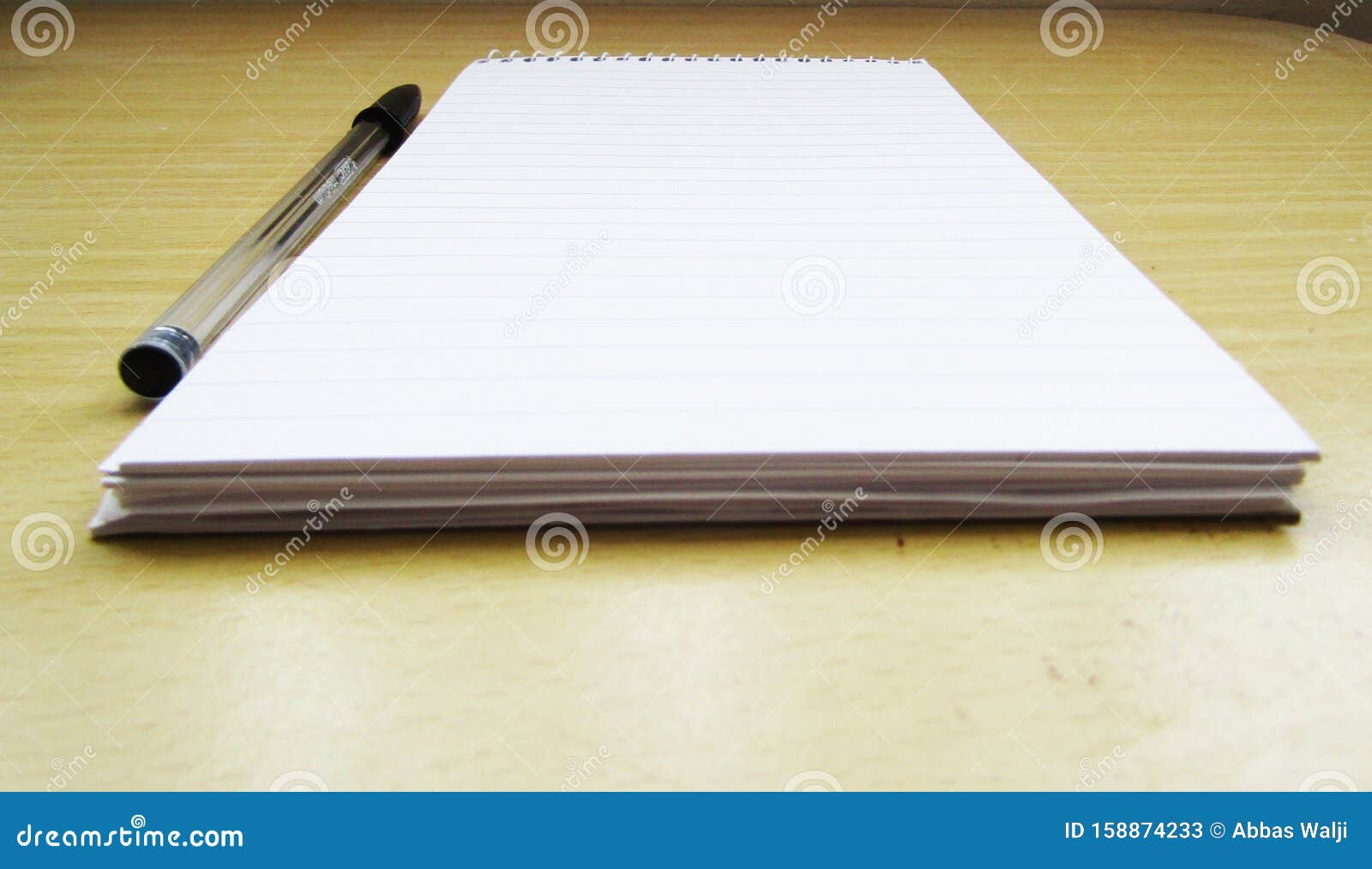 Notepad and Black Pen on the Side Horizontal Stock Illustration ...