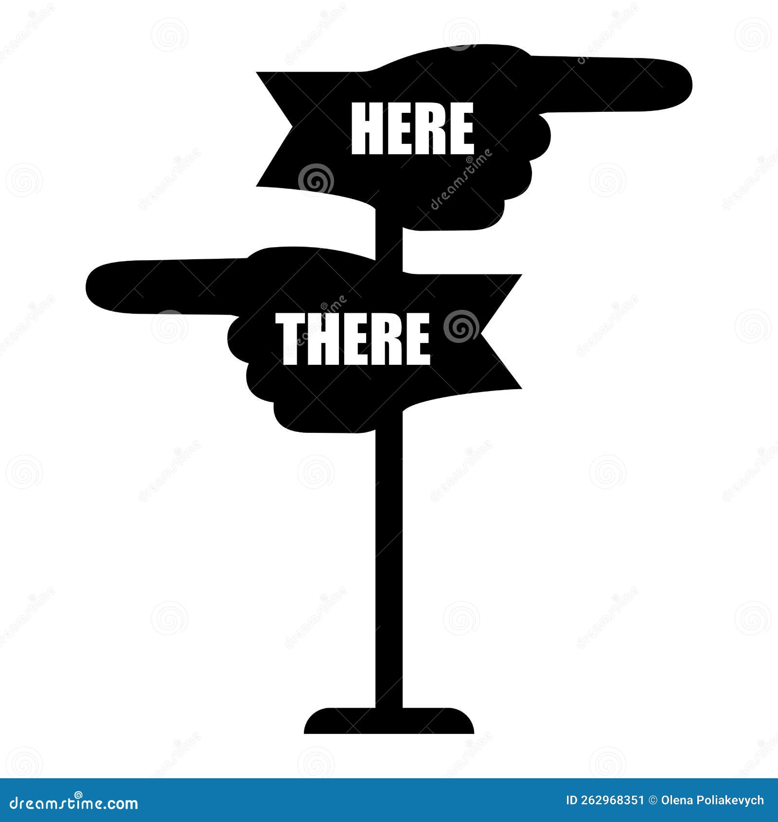 Here And There Antonyms Word Card, Opposites Concept. Vector ...