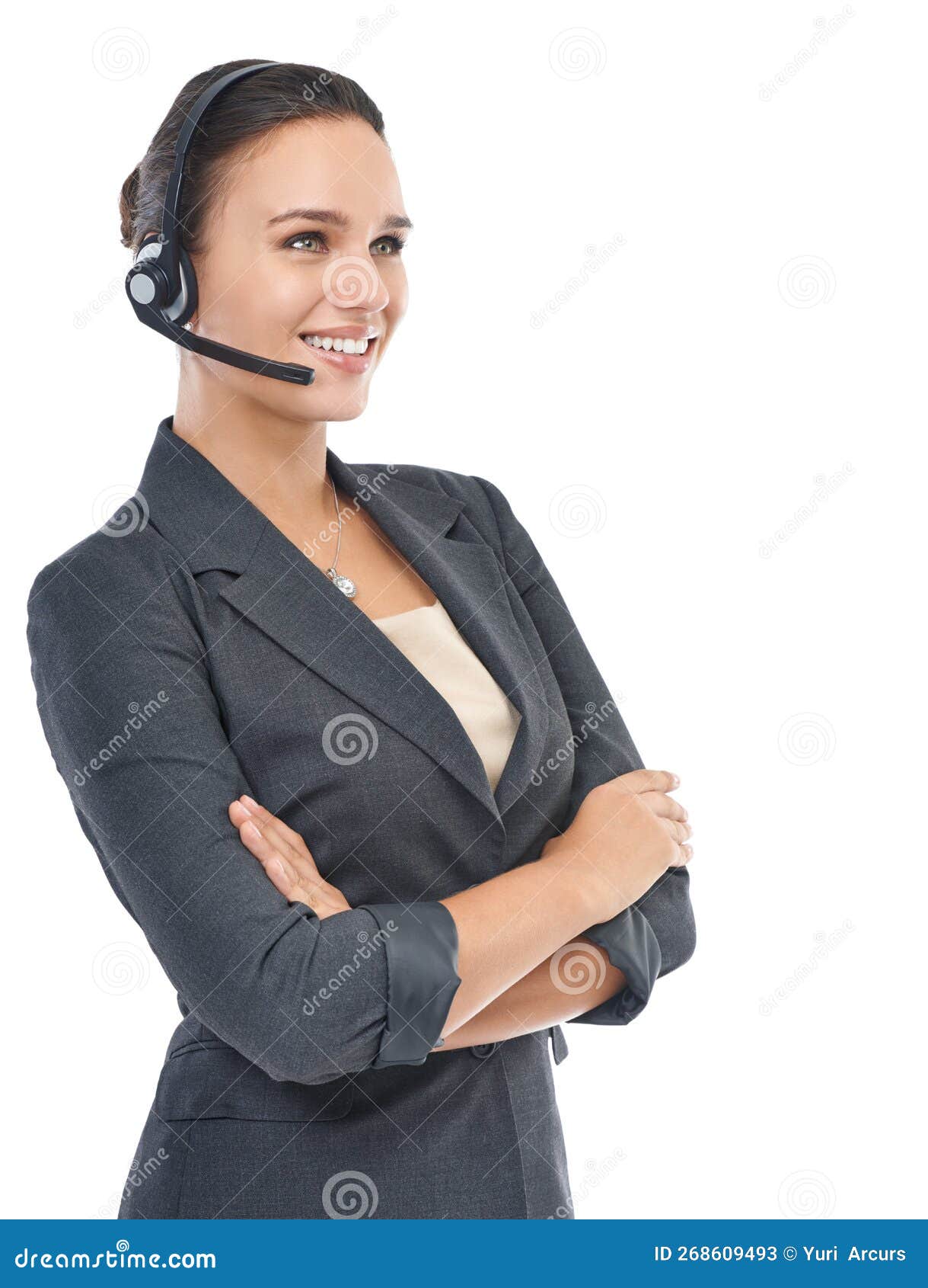 Here To Answer Any Customer Question. Studio Shot of an Attractive ...