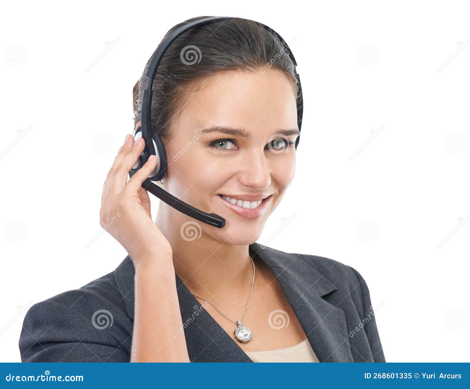 Here To Answer Any Customer Question. Studio Shot of an Attractive ...