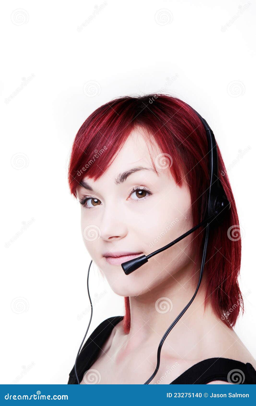 Here to help stock photo. Image of headset, friendly - 23275140