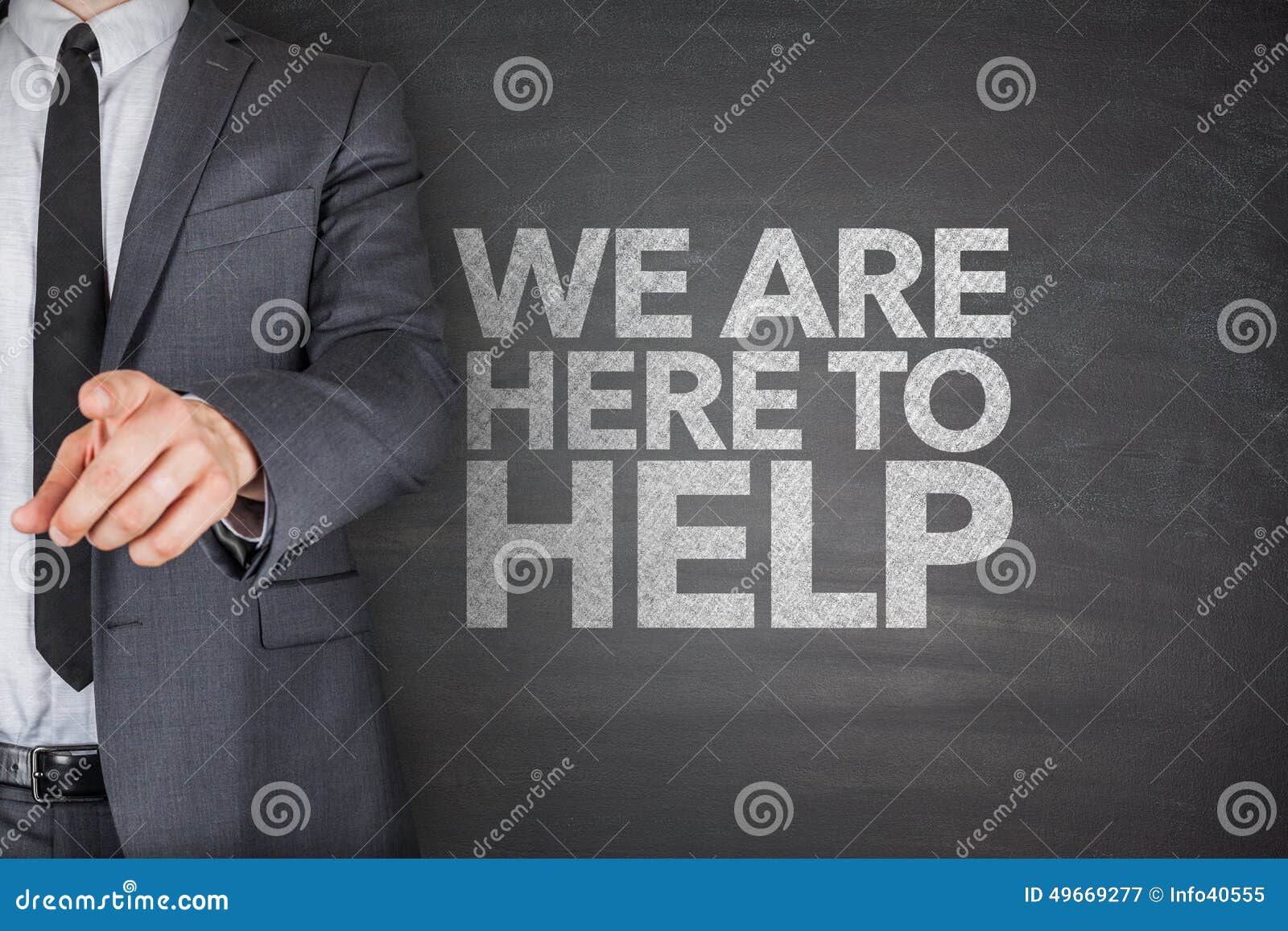 We are Here To Help on Blackboard Stock Image - Image of assurance ...