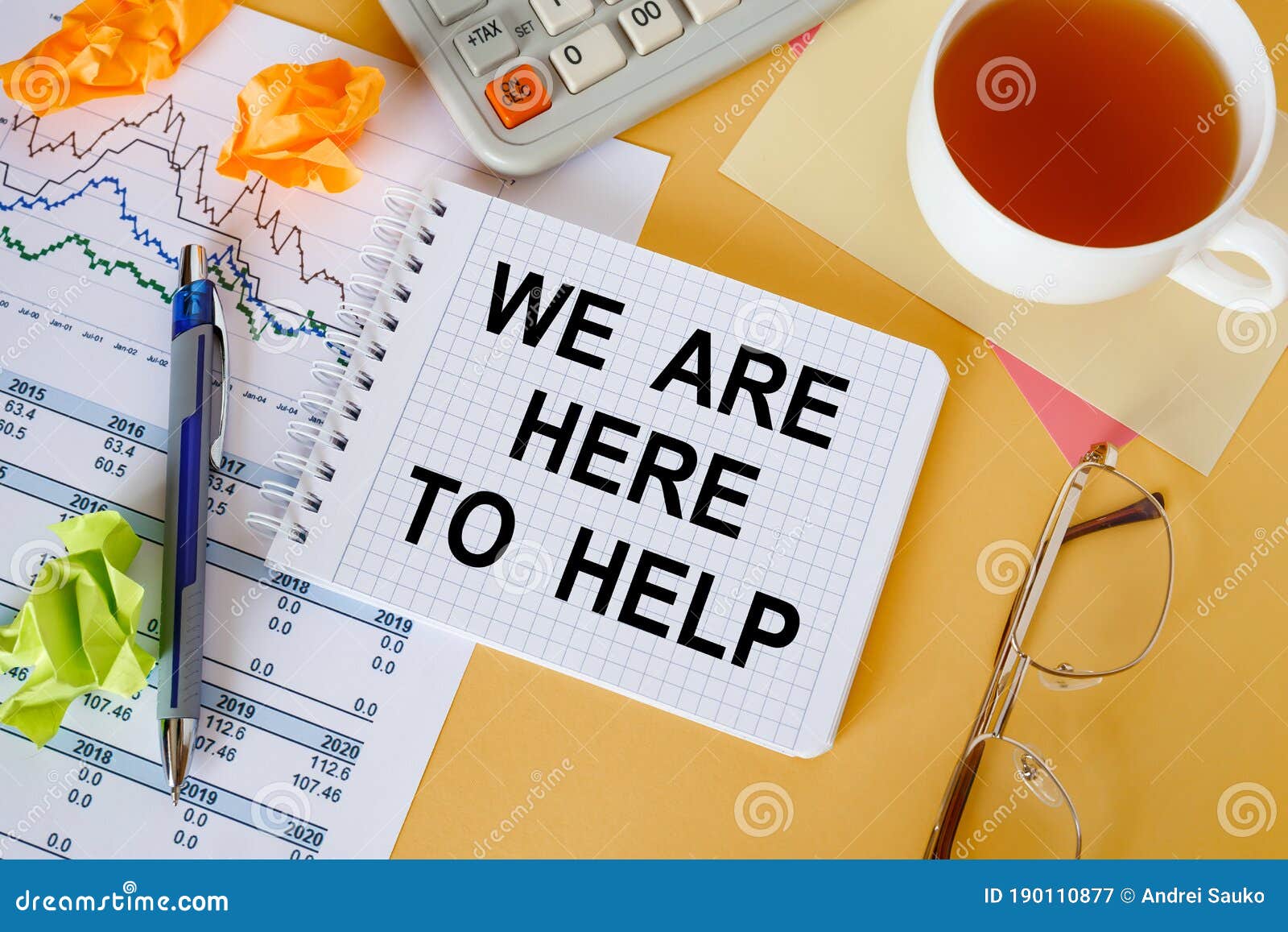 We are Here To Help, Text Message on White Notepad Stock Image - Image ...