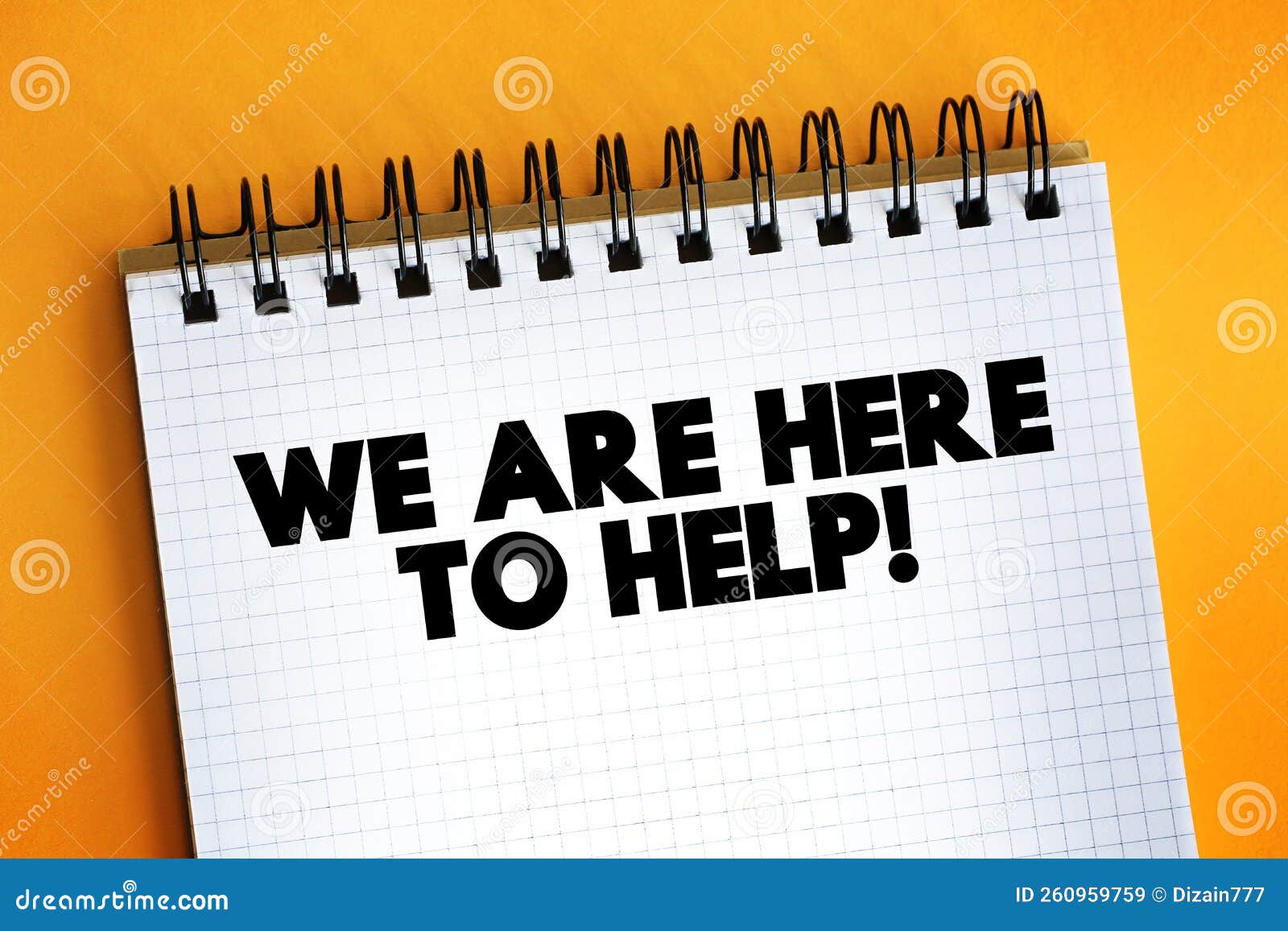 We are Here To Help Text Quote on Notepad, Concept Background Stock ...