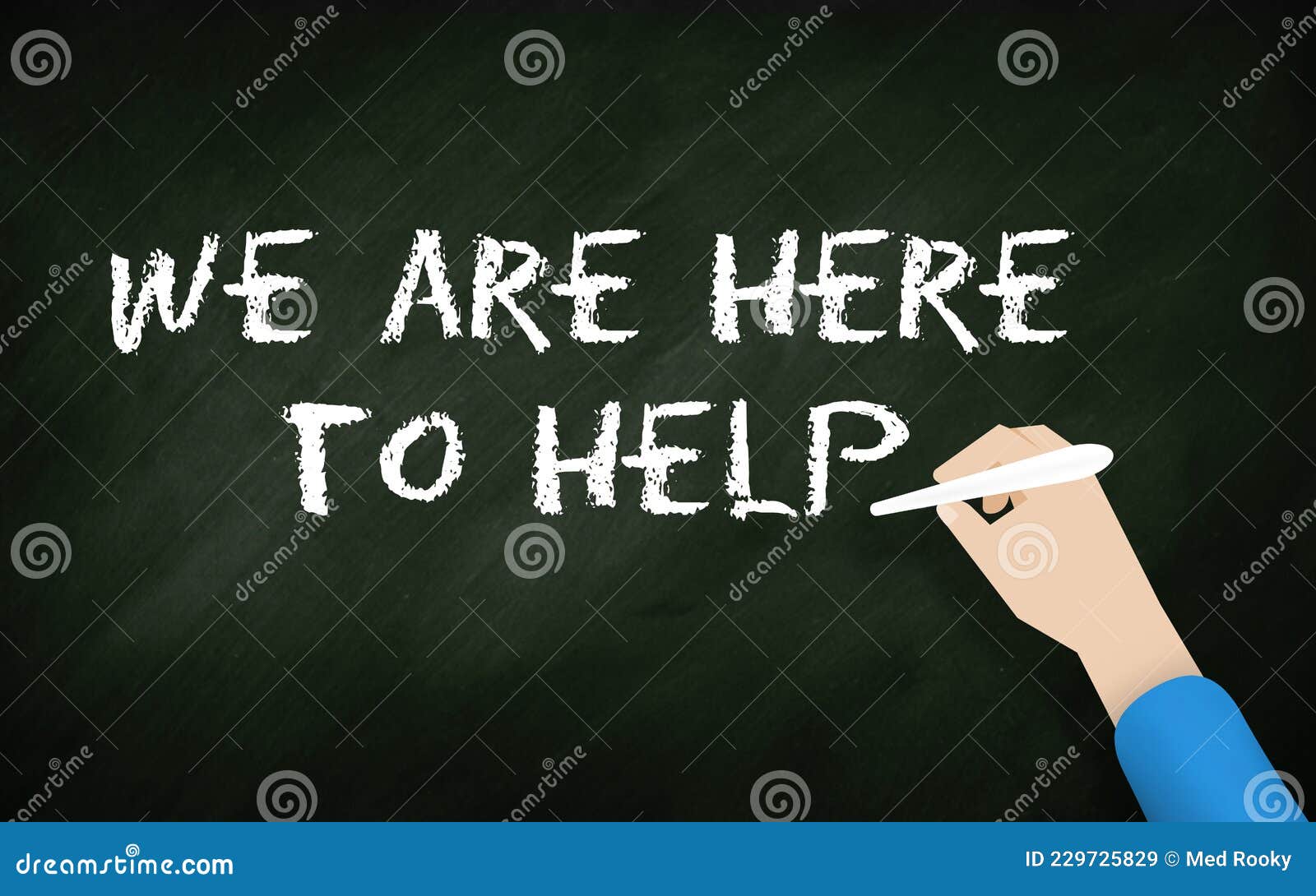 We are Here To Help You Chalk Hand Writing on Blackboard. Business Help ...