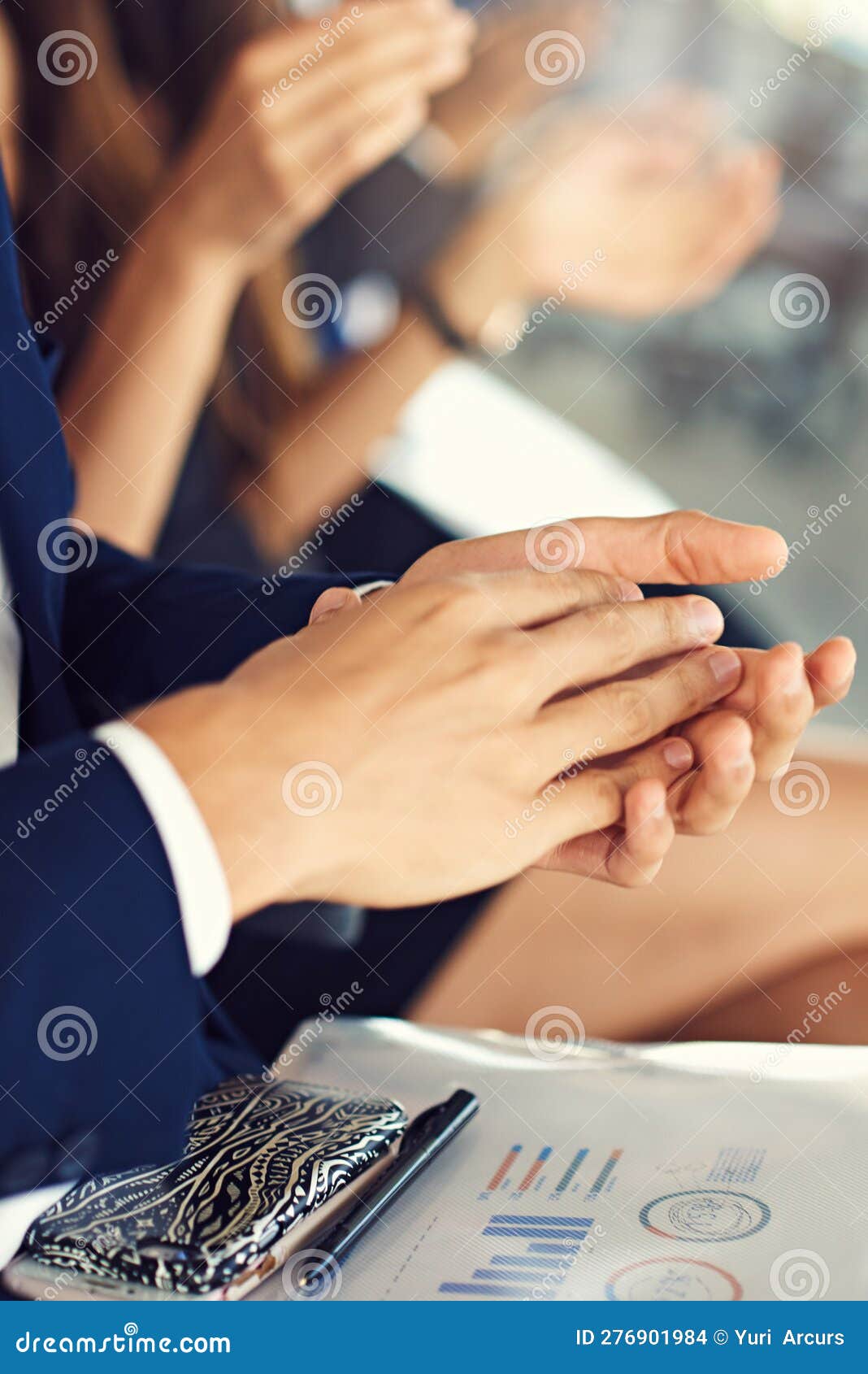 Here To Learn about Improving Stats. a Group of Unrecognizable Businesspeople Clapping during a ...