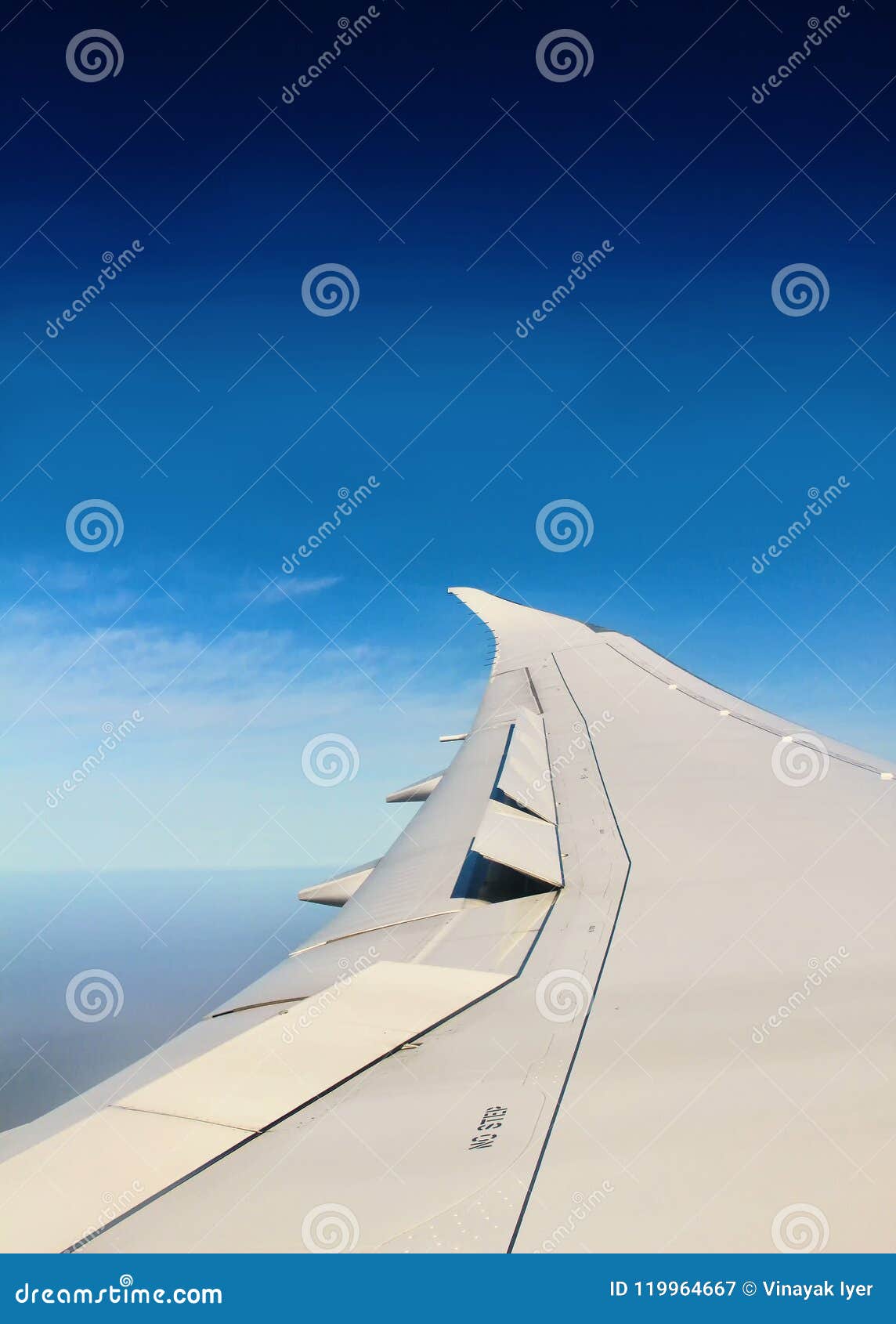 Wing view from aircraft stock image. Image of wingtip - 119964667