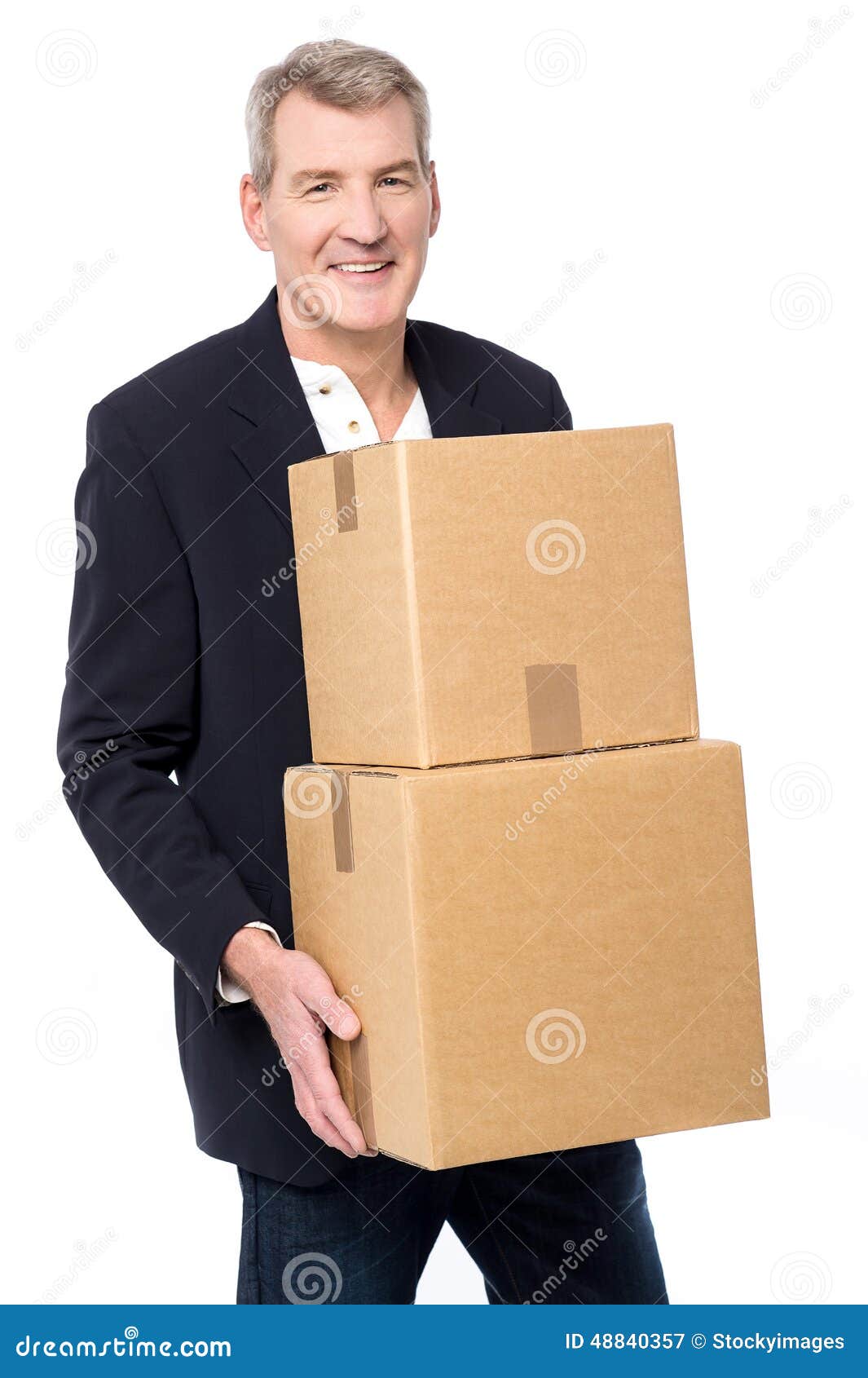 Here is your parcels ! stock image. Image of stack, holding - 48840357