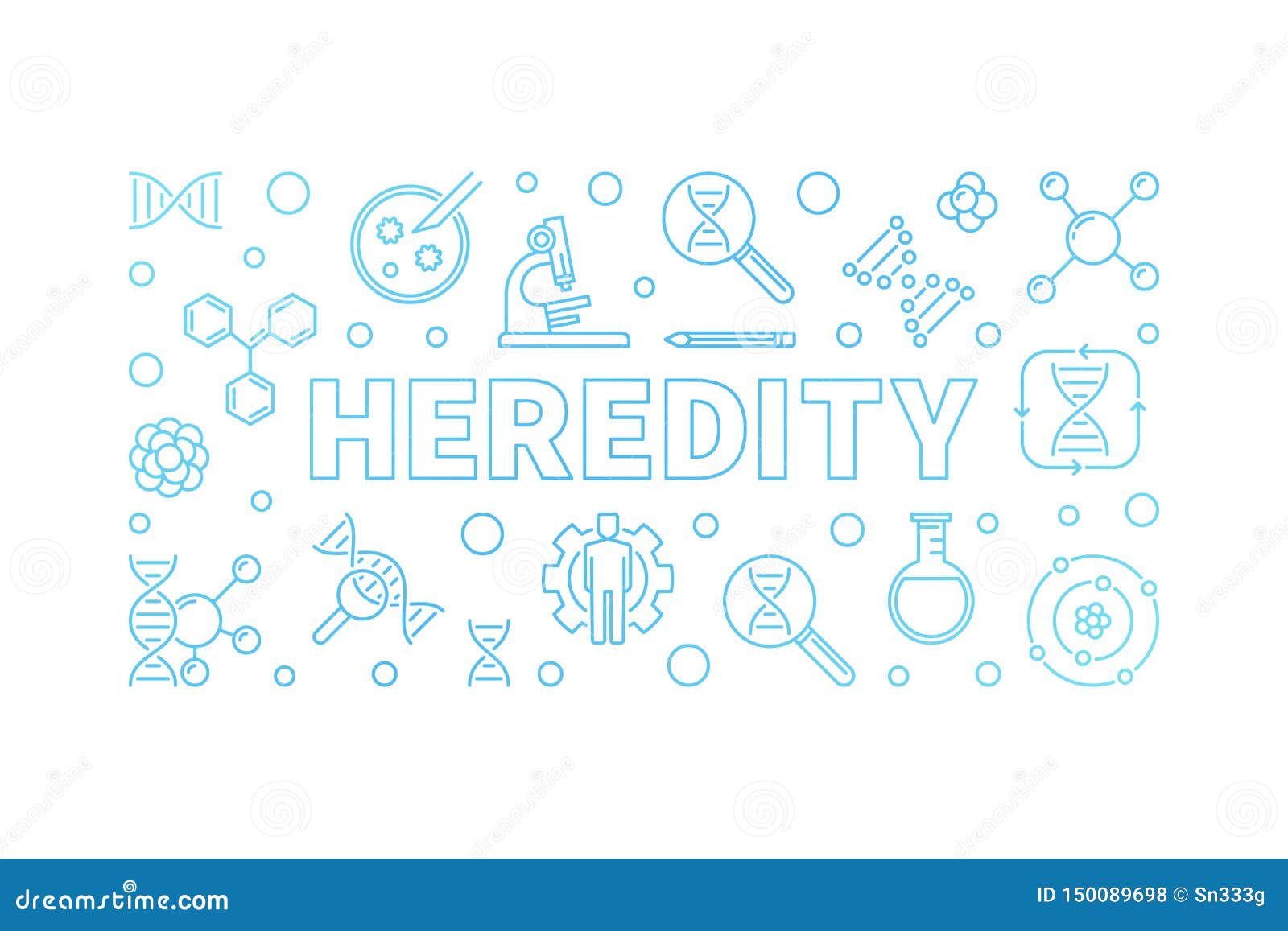 Heredity Blue Vector Horizontal Banner in Outline Style Stock Vector ...
