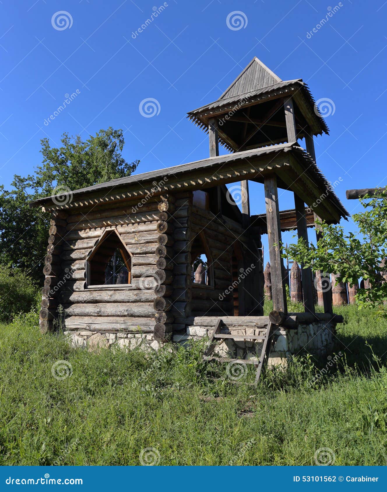 Heritage Village, Old Log House Stock Photo - Image of green, wooden ...