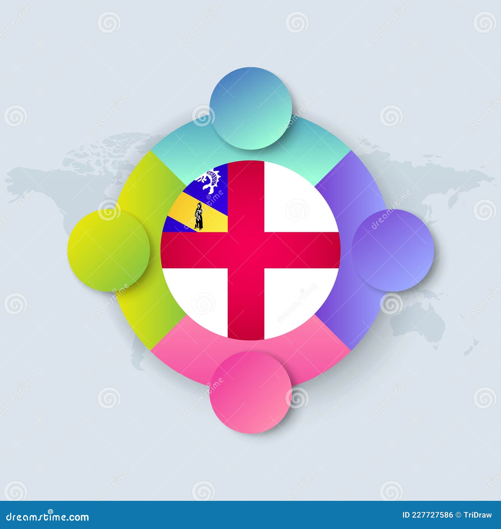 Herm Flag with Infographic Design Isolated on World Map Stock Vector ...