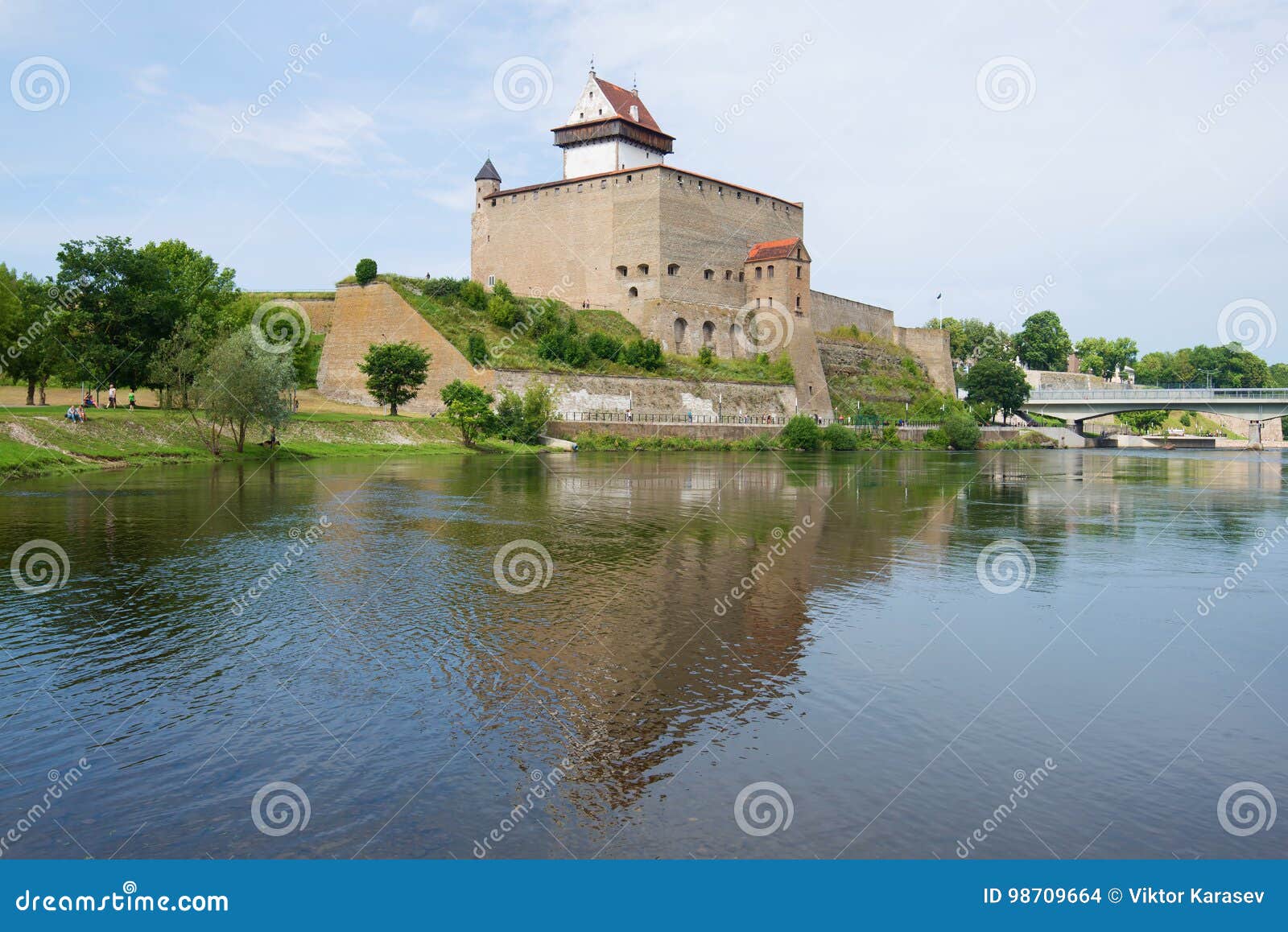 Herman`s Castle Over the Narva River on the August Day. Narva, Estonia ...
