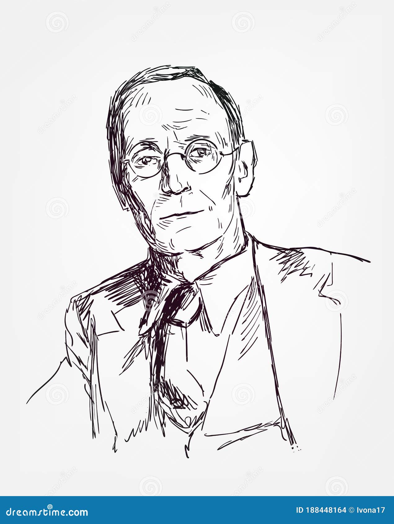 Hermann Hesse Writer Vector Sketch Illustration Isolated Editorial ...