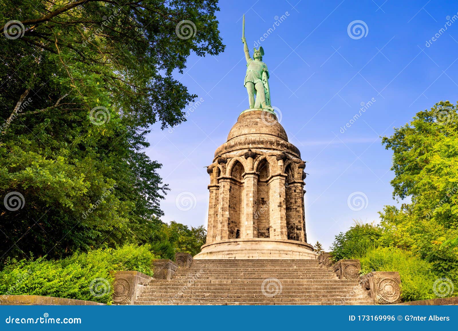 Hermann Monument in the Teutoburg Fores Stock Photo - Image of monument ...