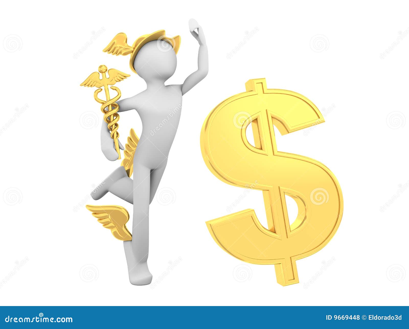Hermes (Mercury) With Caduceus And Pound Sign Stock Photography ...