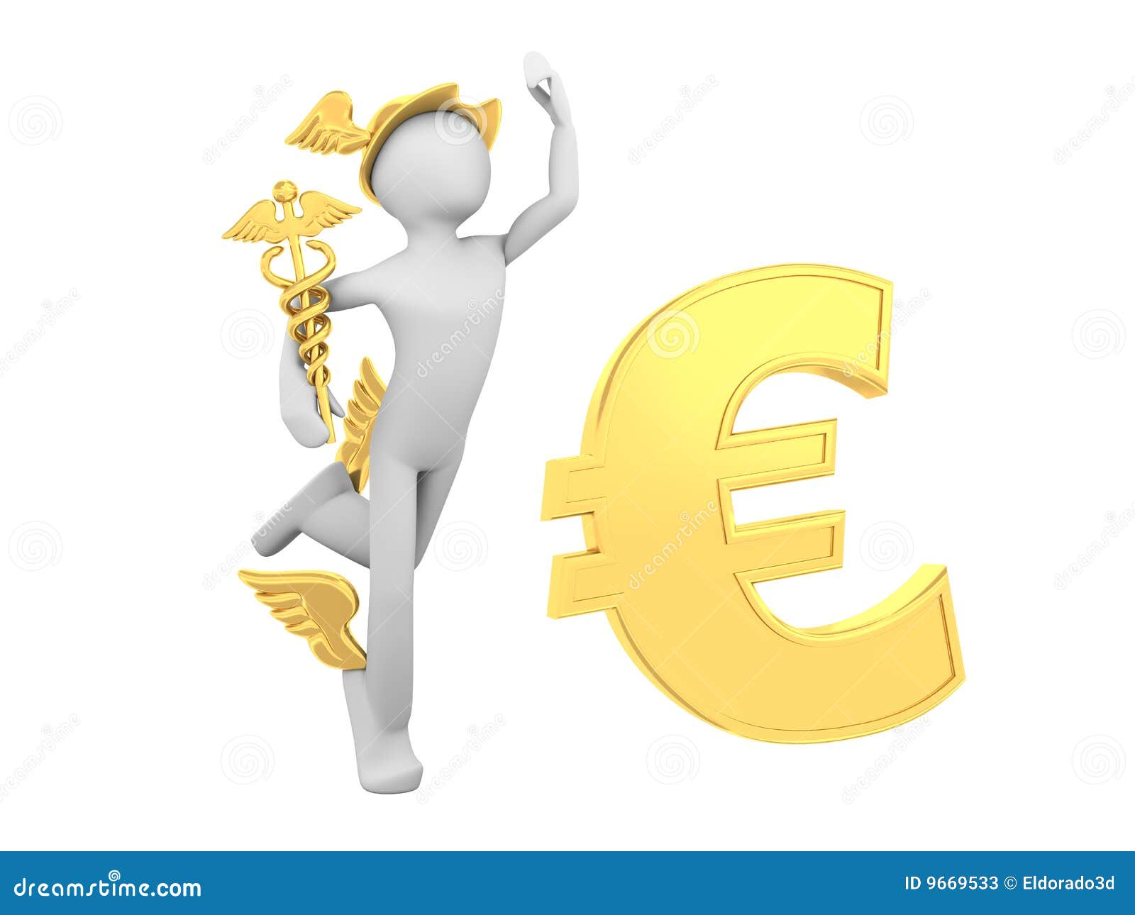 Hermes (Mercury) with Caduceus and Euro Sign Stock Illustration ...