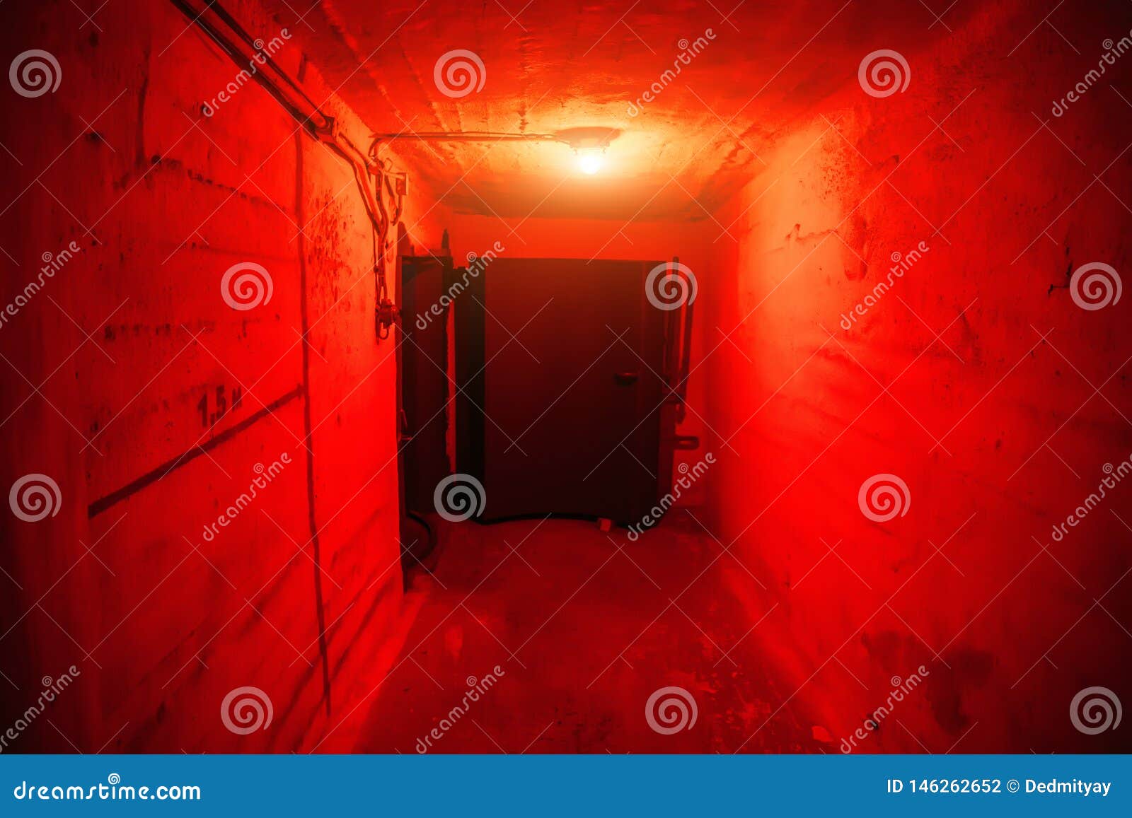Hermetic Armored Door Soviet Bunker Inside and Red Light Stock Photo ...