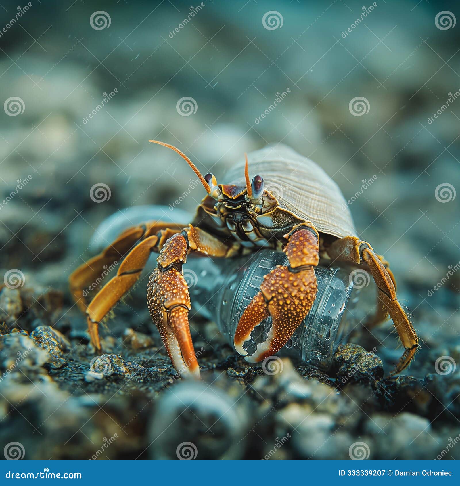 Hermit Crab Adapting To Pollution with a Plastic Shell Stock ...