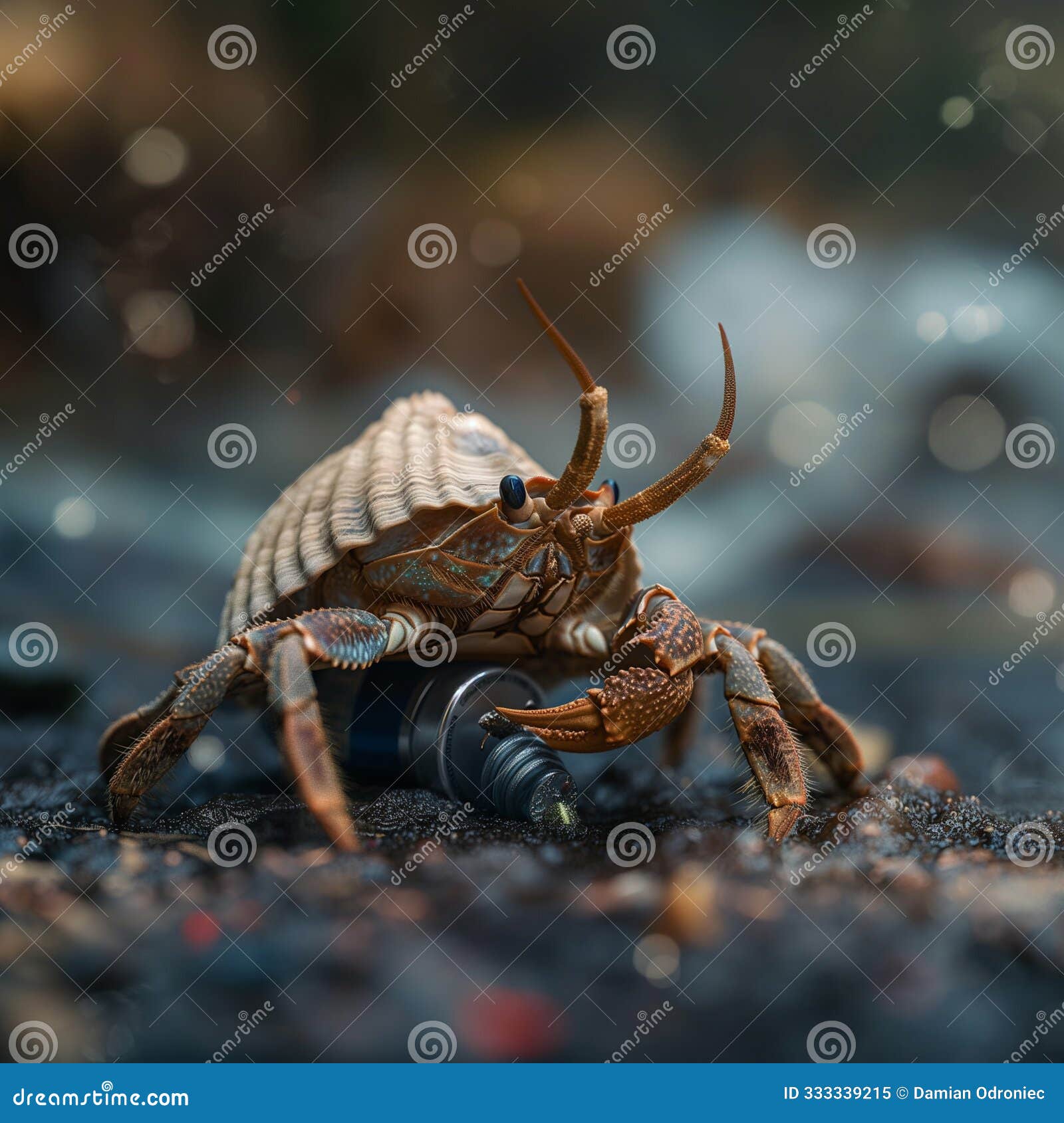 Hermit Crab Adapting To Pollution With A Plastic Shell Royalty-Free ...