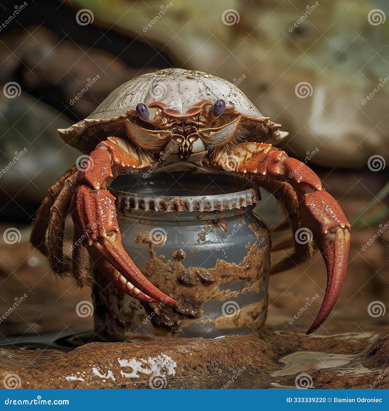 Hermit Crab Adapting To Pollution With A Plastic Shell Royalty-Free ...
