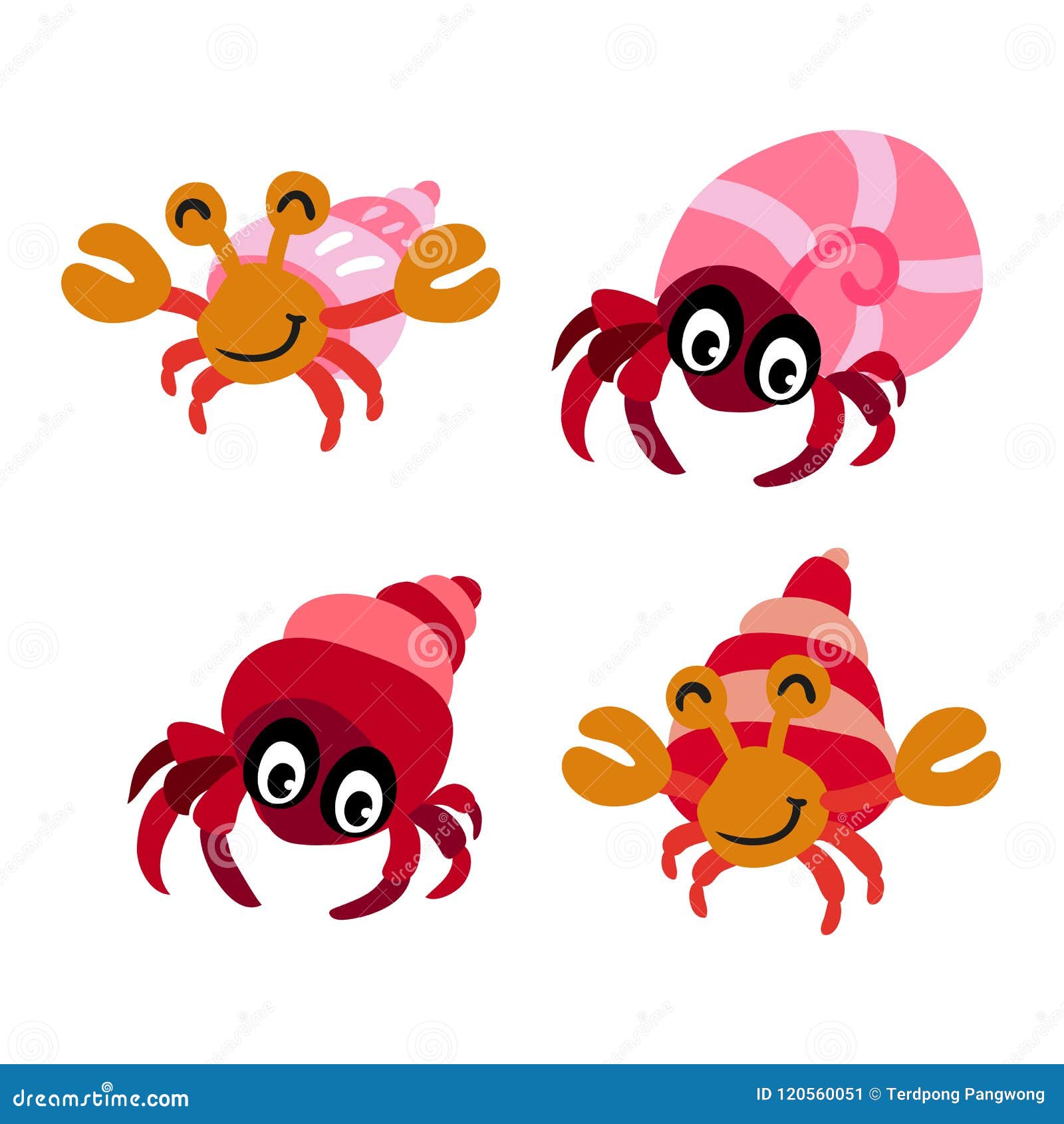 Hermit Crab Character Vector Design Stock Illustration - Illustration ...