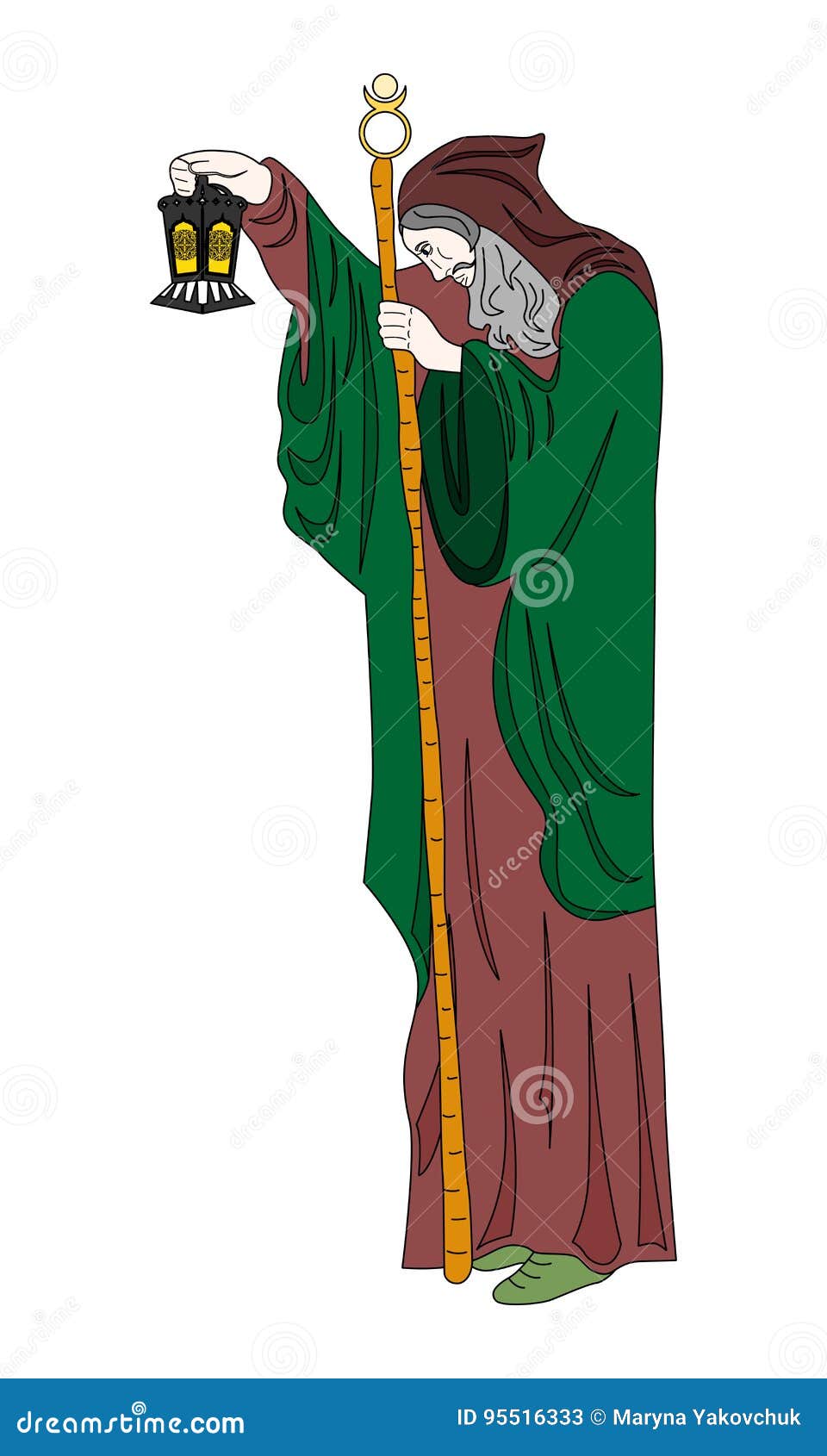 The hermit man stock vector. Illustration of mysticism - 95516333