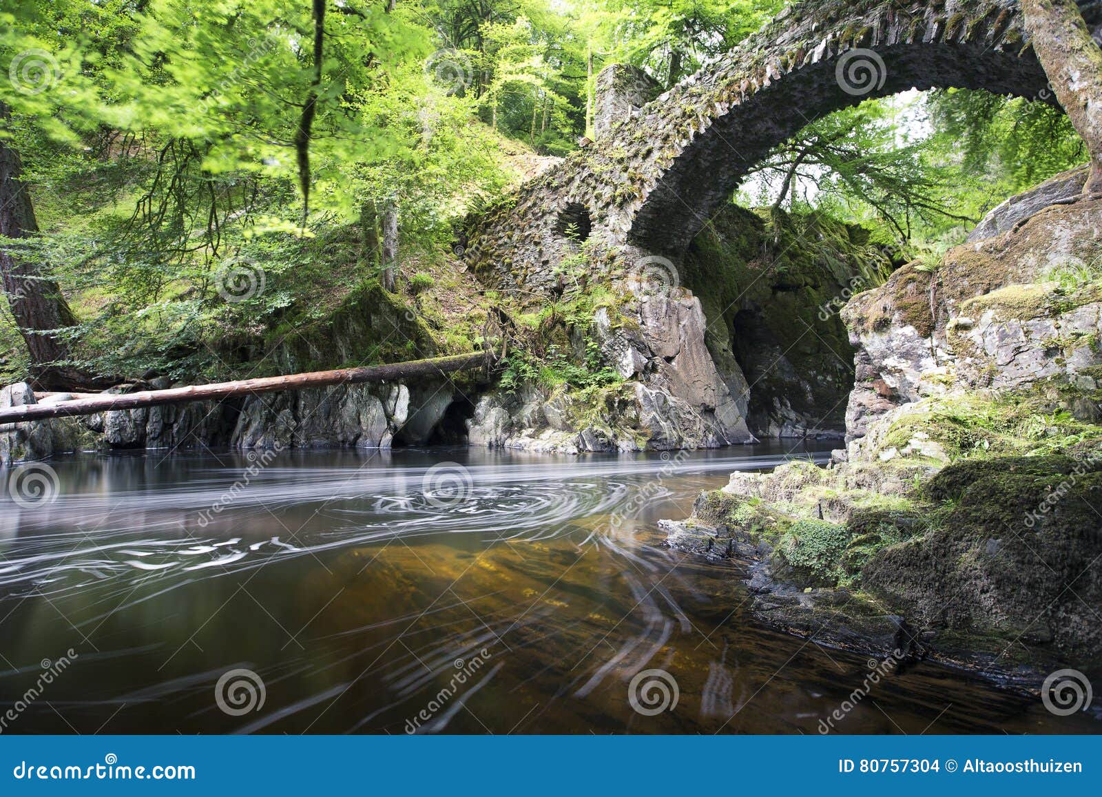 The Hermitage Bridge in Perthshire Scotland with River Flowing T Stock ...